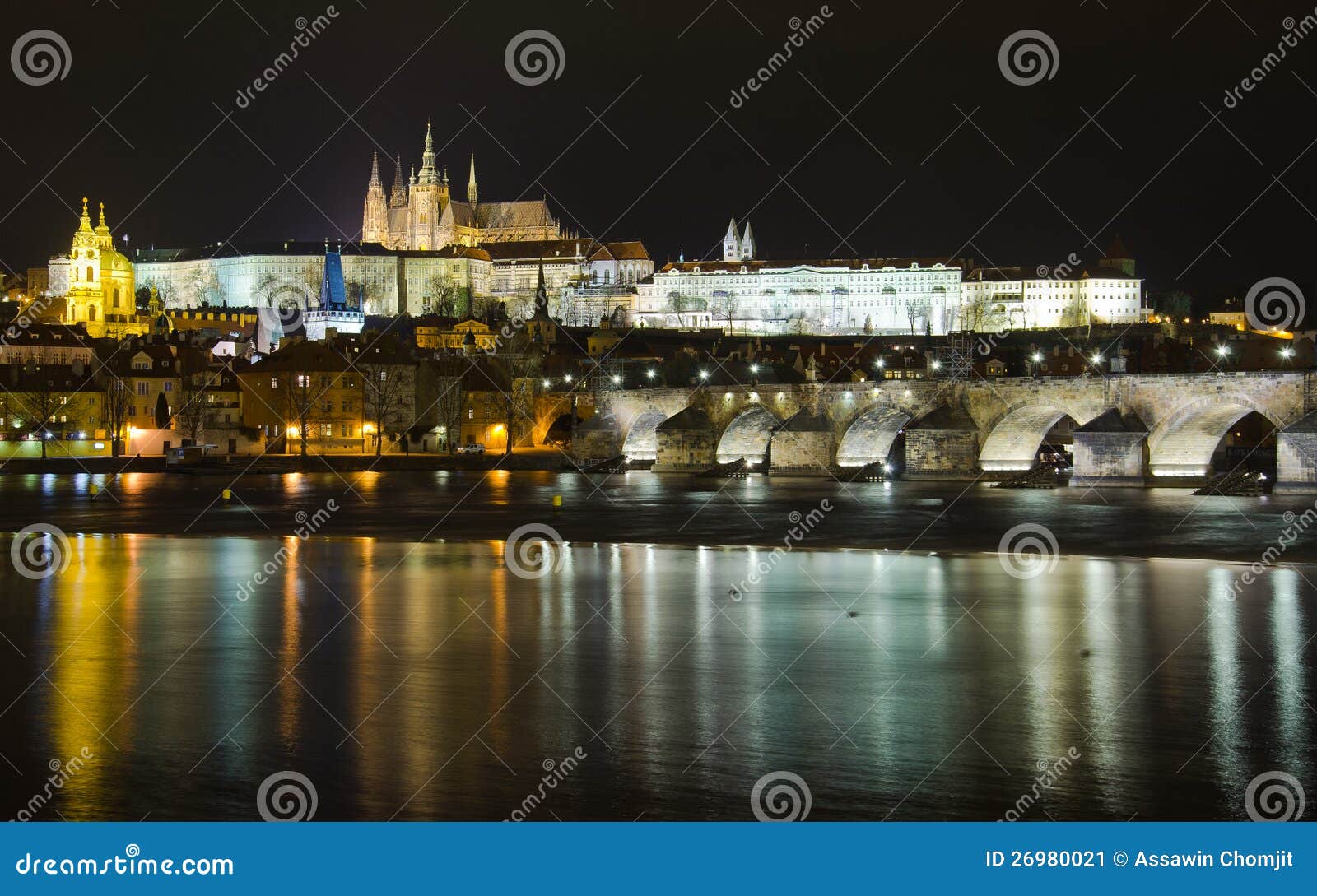 The Charles Bridge at Night Stock Image - Image of bridge, moldau: 26980021