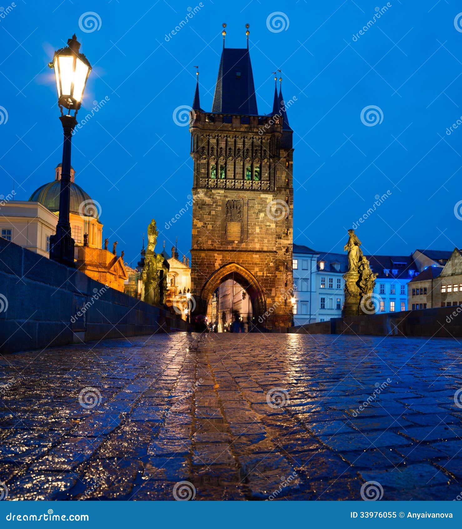 Charles Bridge at night stock image. Image of charles - 33976055