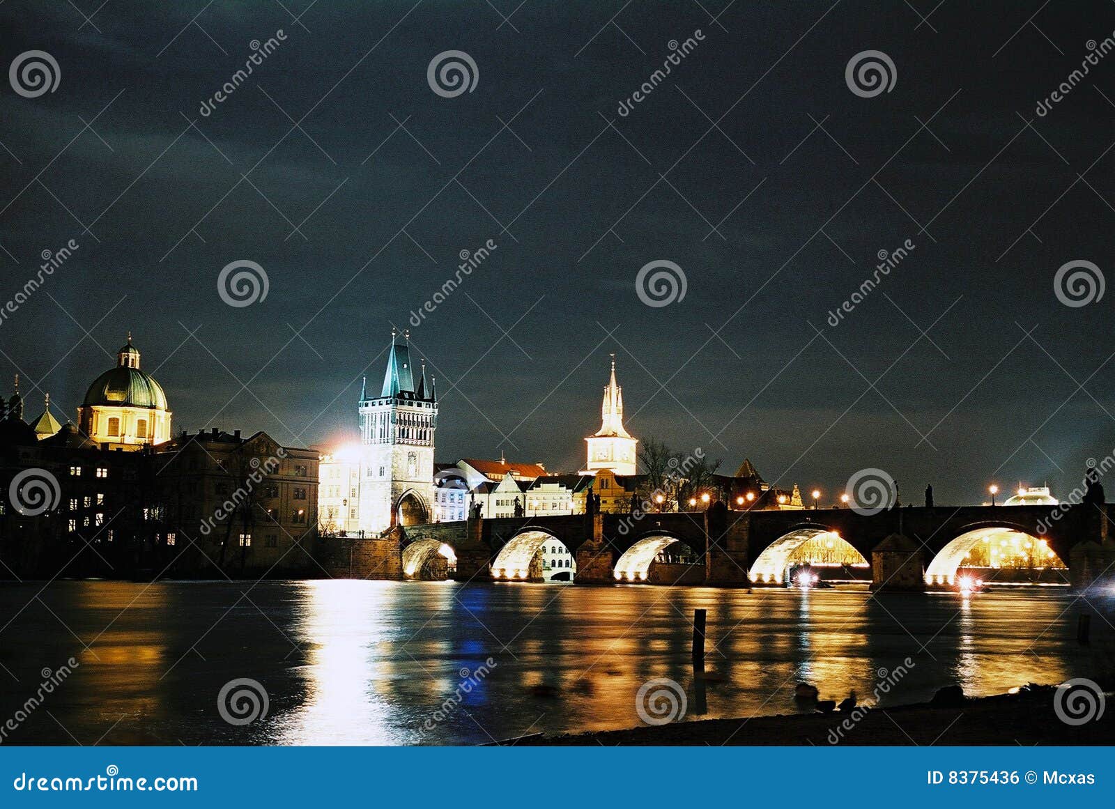 Charles Bridge at Night in Prague Stock Photo - Image of paved, nice ...