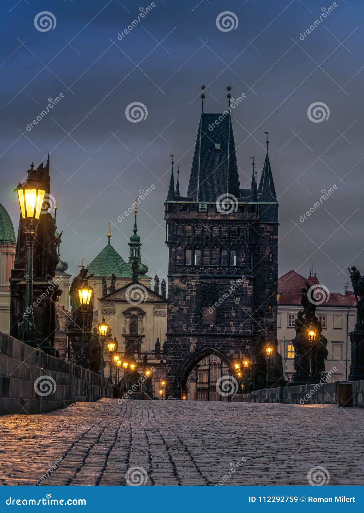 Charles Bridge at Night, Prague Stock Image - Image of republic ...