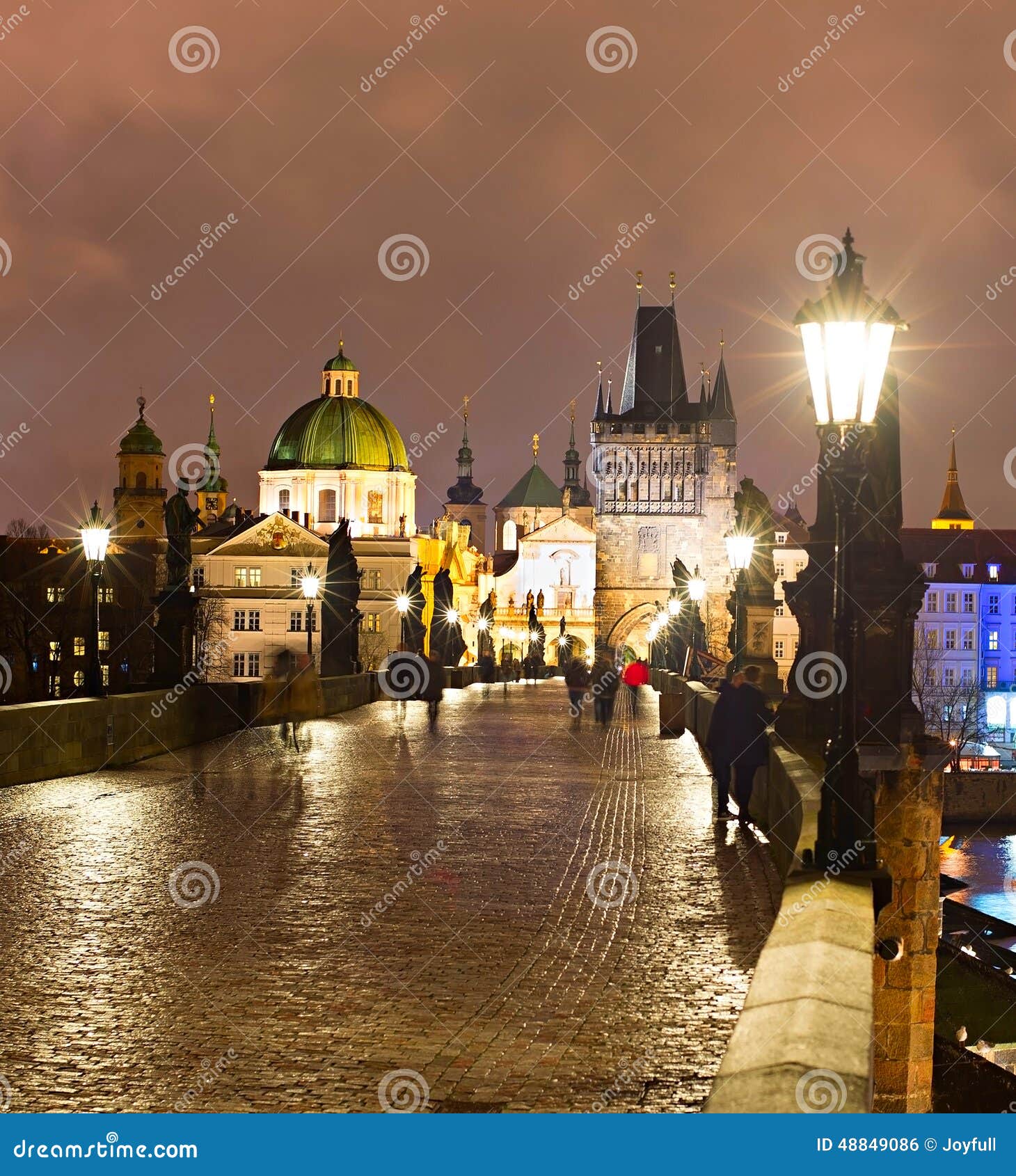 Charles bridge at night stock photo. Image of city, czech - 48849086