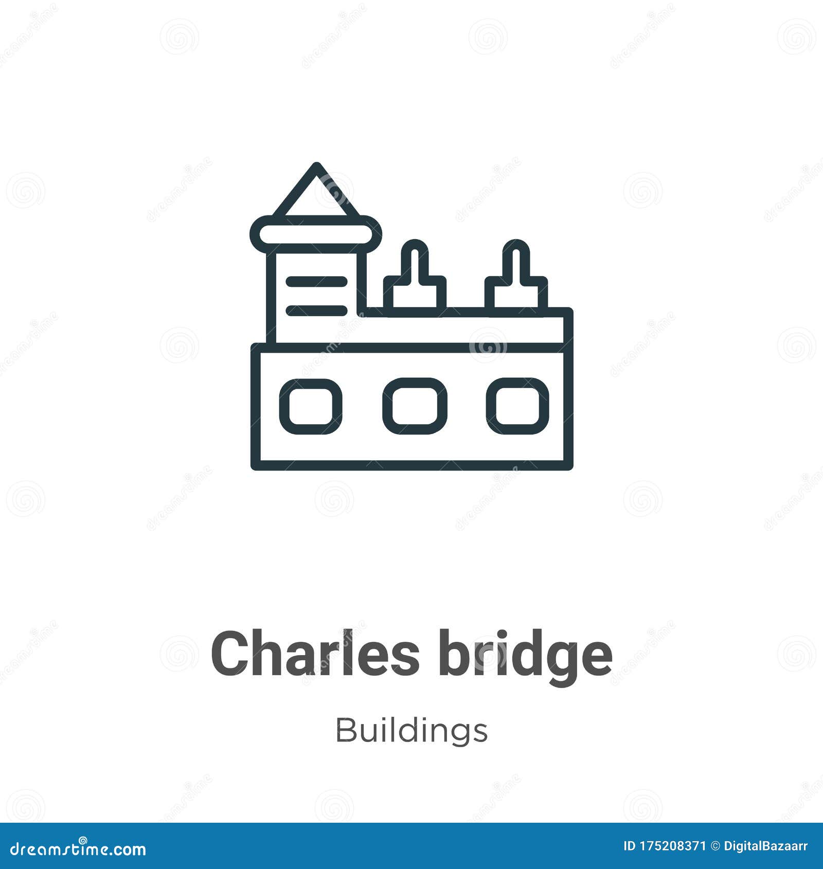 Charles Bridge Outline Vector Icon. Thin Line Black Charles Bridge Icon ...