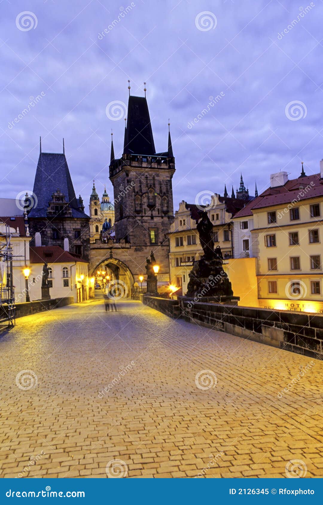 Charles Bridge- Prague stock image. Image of gateway, dusk - 2126345