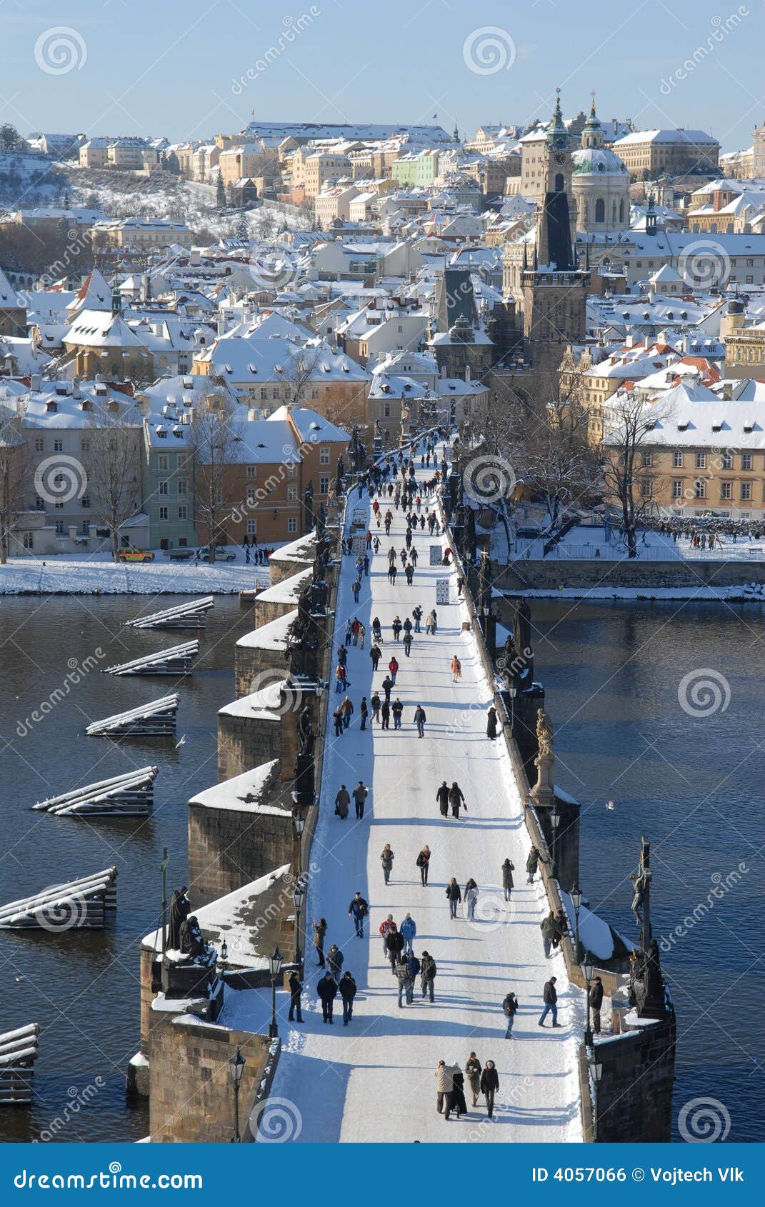 Charles bridge in Prague stock photo. Image of winter - 4057066