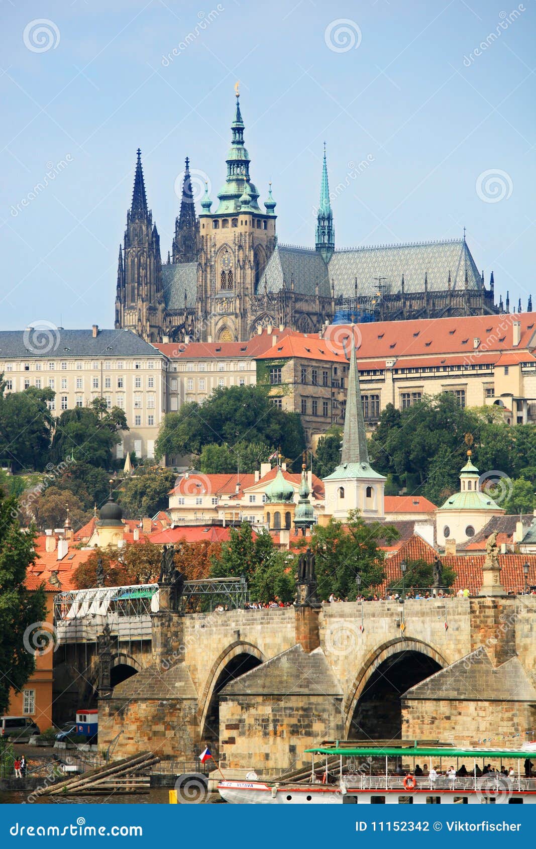Charles Bridge and Prague Castle Stock Photo - Image of river ...