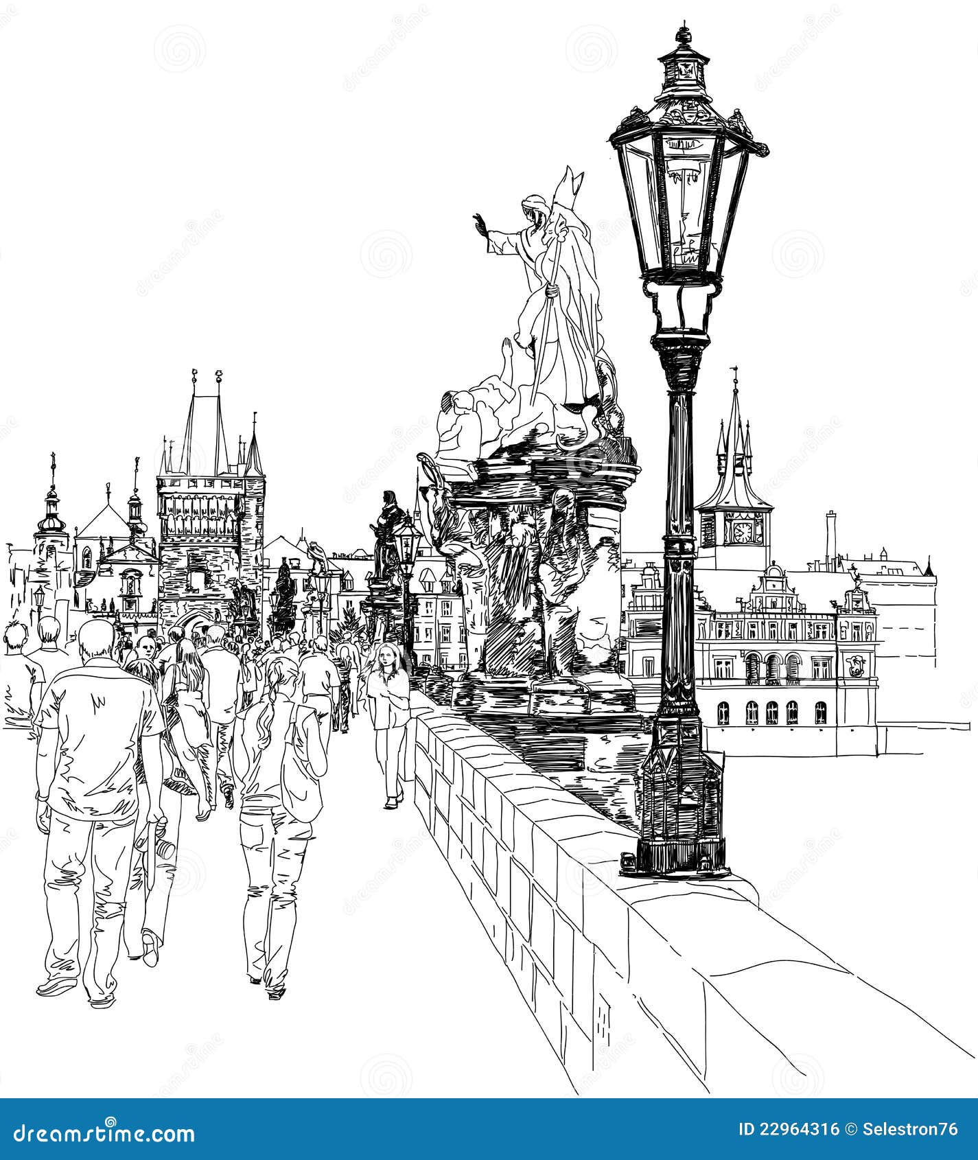 Charles Bridge - Prague, Czech Republic Stock Vector - Illustration of ...