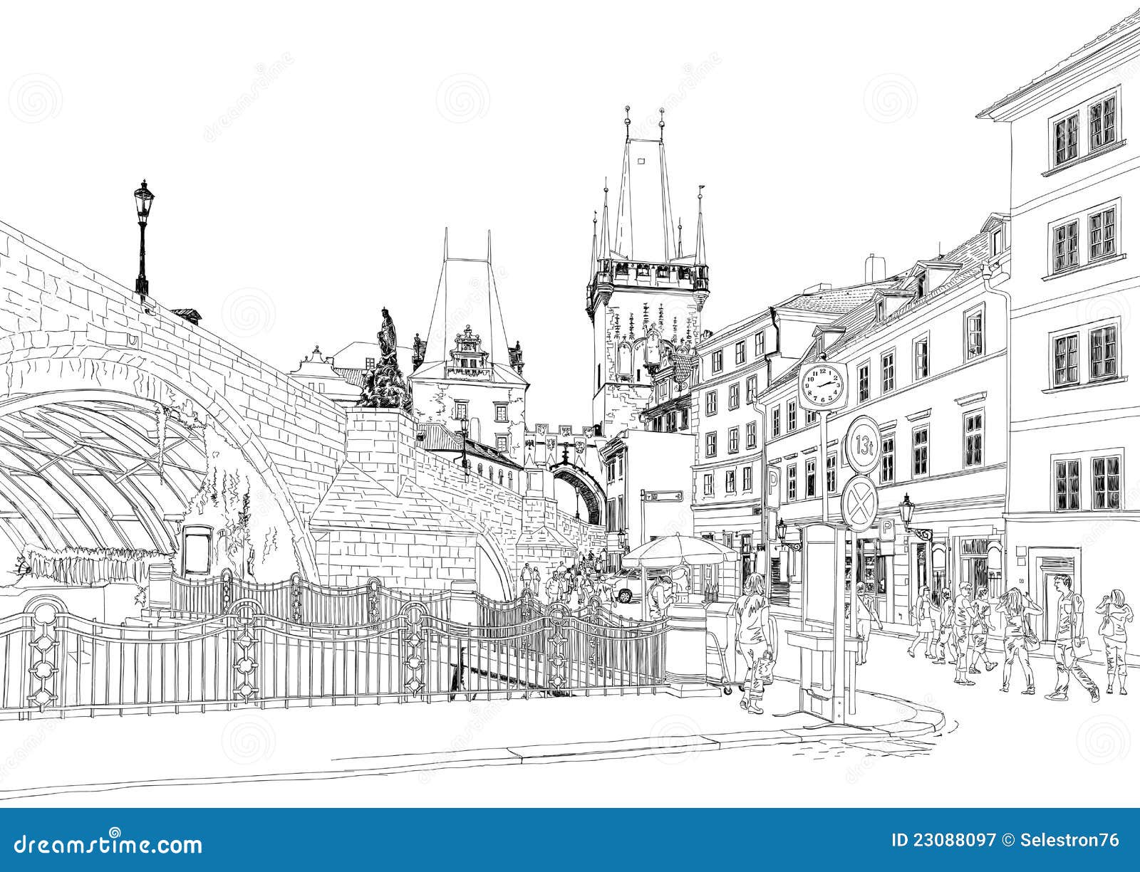 Charles Bridge - Prague, Czech Republic Stock Vector - Illustration of ...