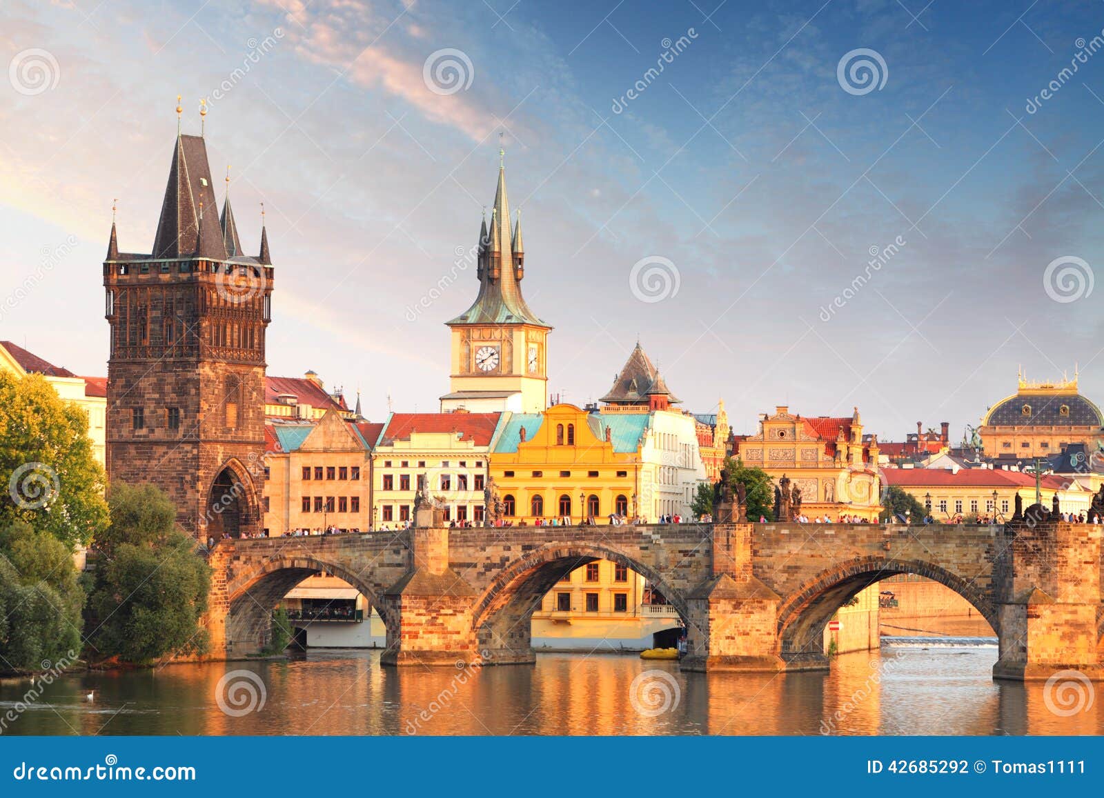 Charles Bridge in Prague, Czech Republic Stock Photo - Image of tower ...