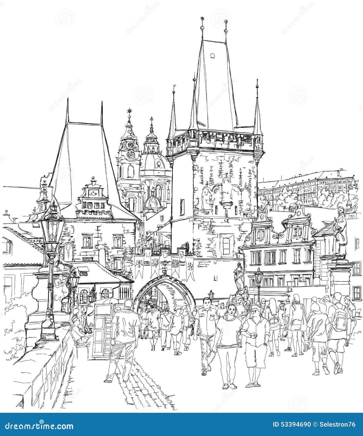 Charles Bridge - Prague, Czech Republic Stock Vector - Illustration of ...