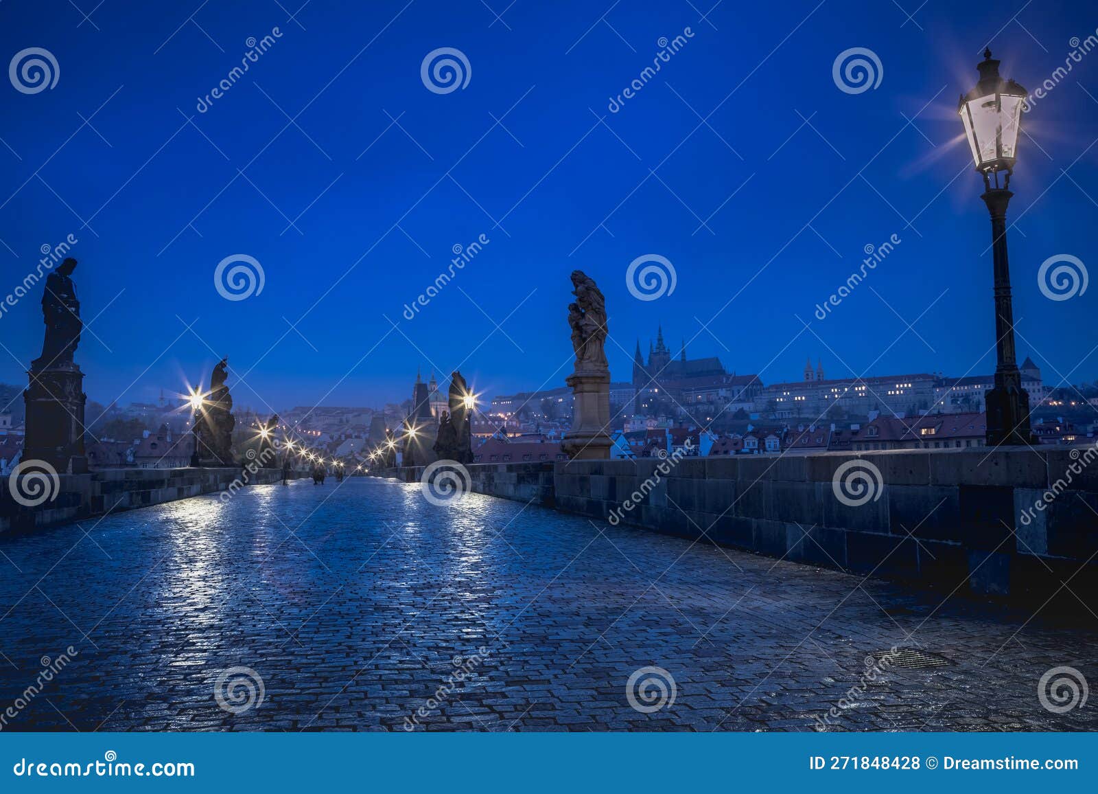 Charles Bridge, Prague at Dramatic Evening, Czech Republic, with Night ...