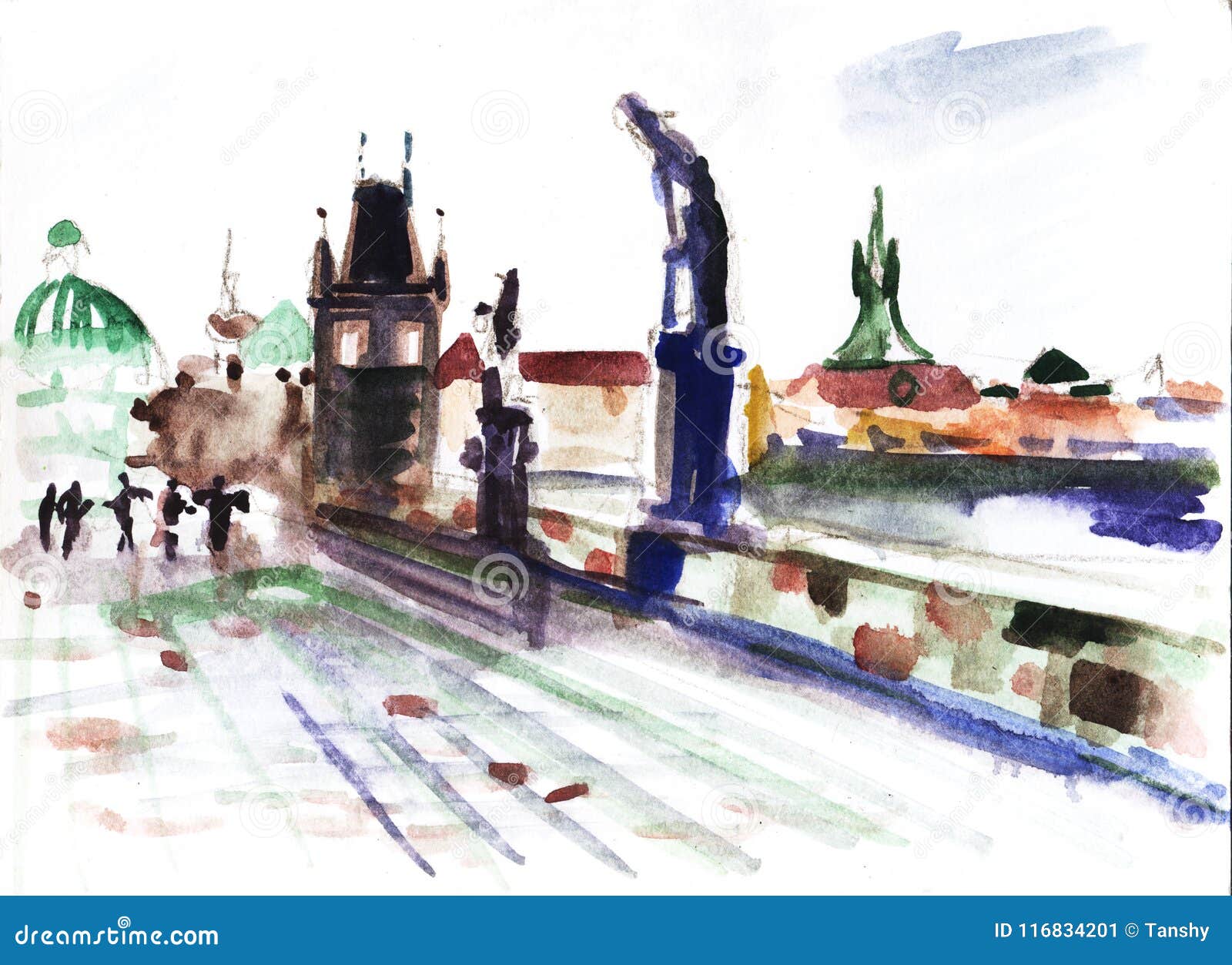 Charles Bridge in Prague Illustration Stock Illustration - Illustration ...