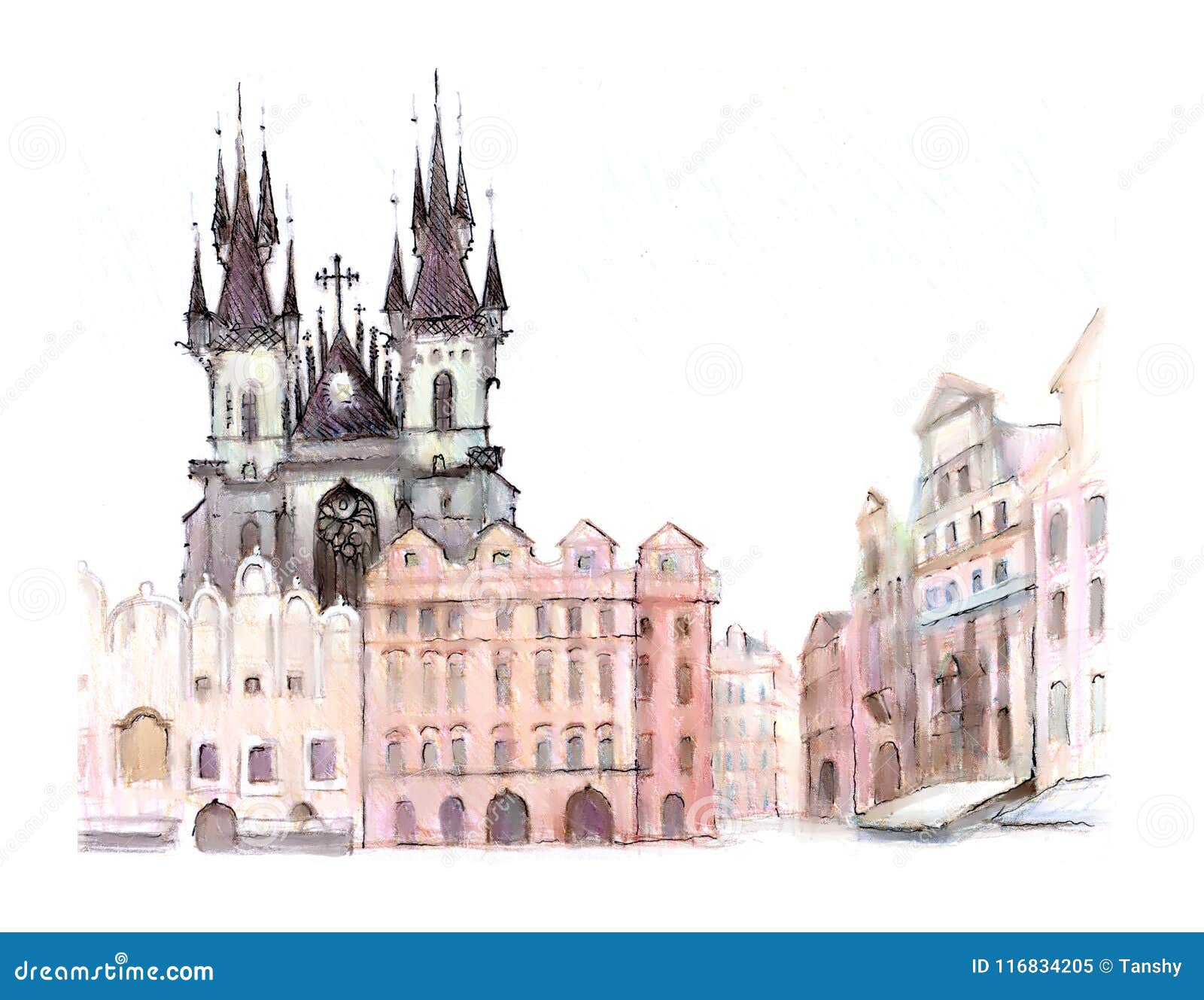 Charles Bridge in Prague Illustration Stock Illustration - Illustration ...