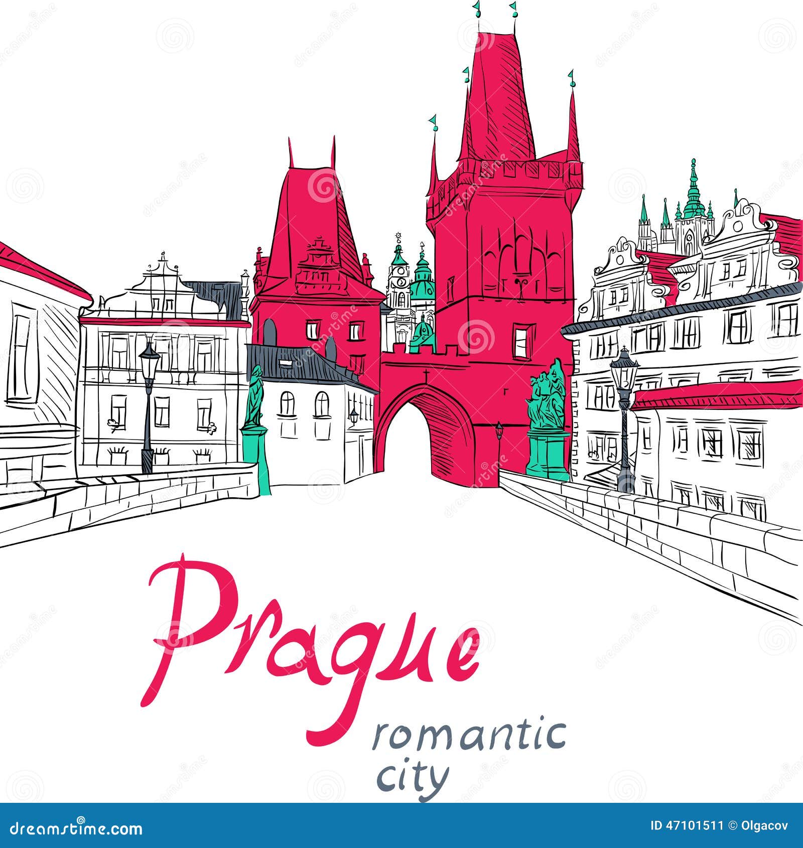 Charles Bridge Prague Icon Cartoon Vector | CartoonDealer.com #145591637
