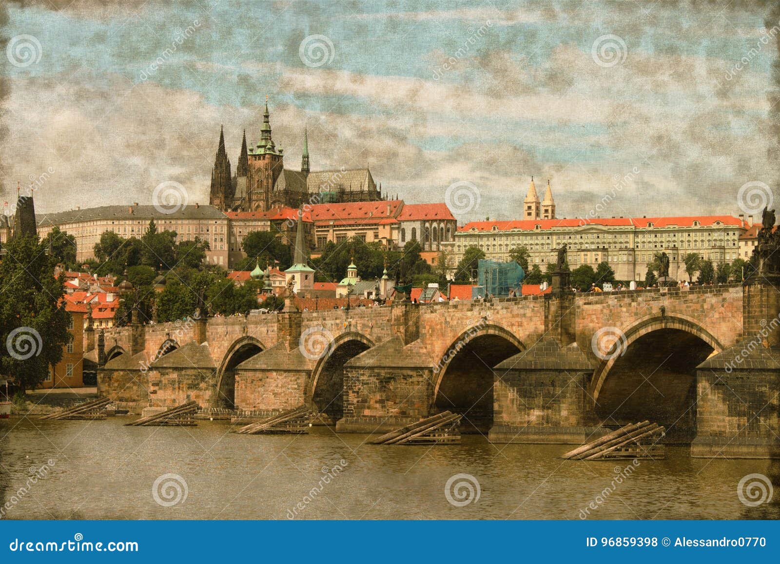 Prague Vintage Background Royalty-Free Stock Photo | CartoonDealer.com ...