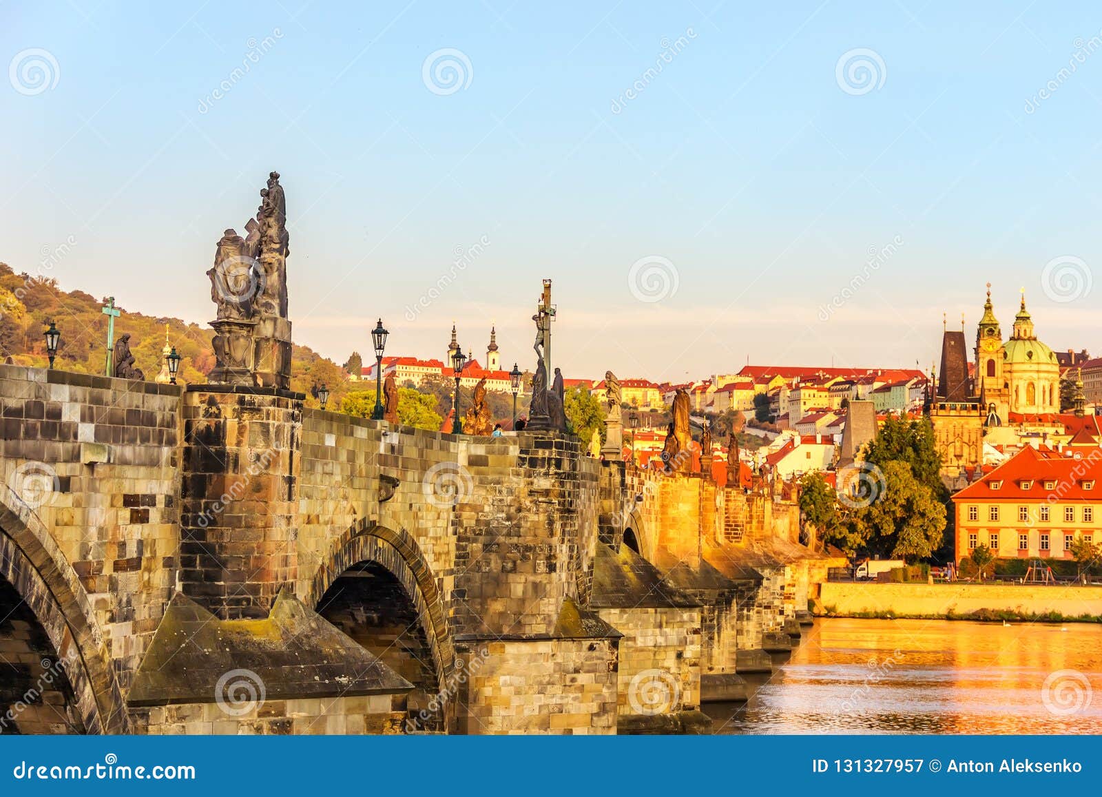 Charles Bridge and View on the Lesser Town from the River, Prague Stock ...