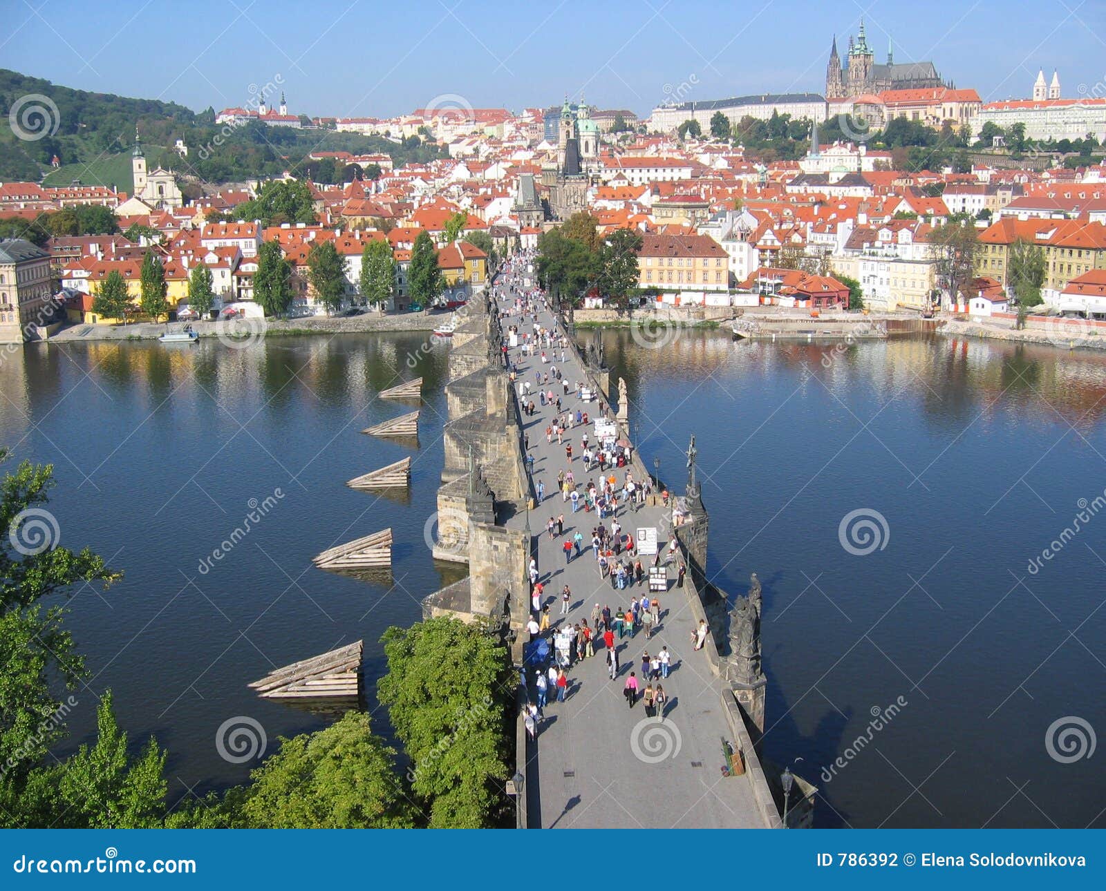 Charles Bridge, View from the Tower. Prague, Czechia Stock Photo ...