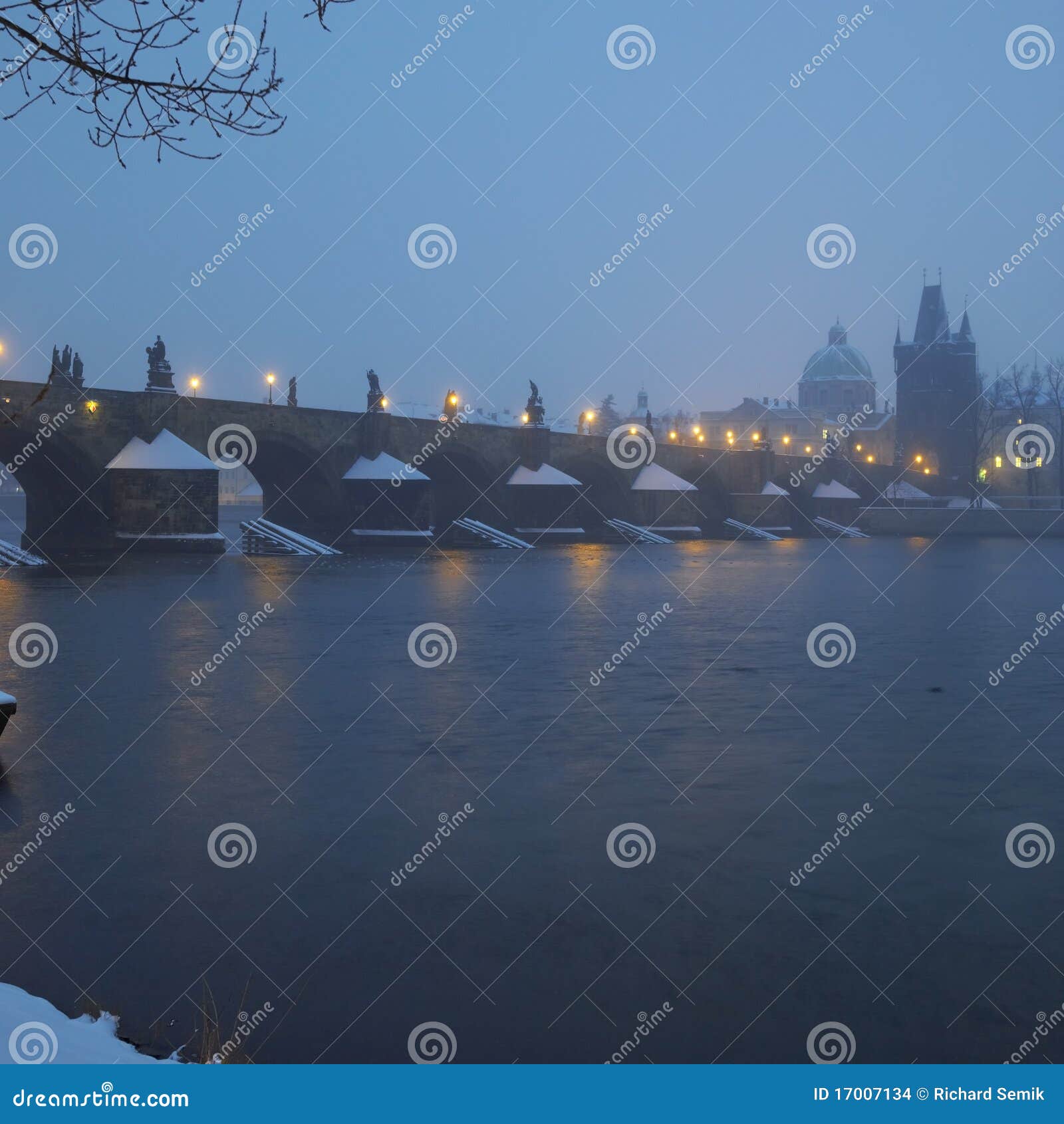 Charles Bridge in Winter, Prague Stock Photo - Image of heritage ...