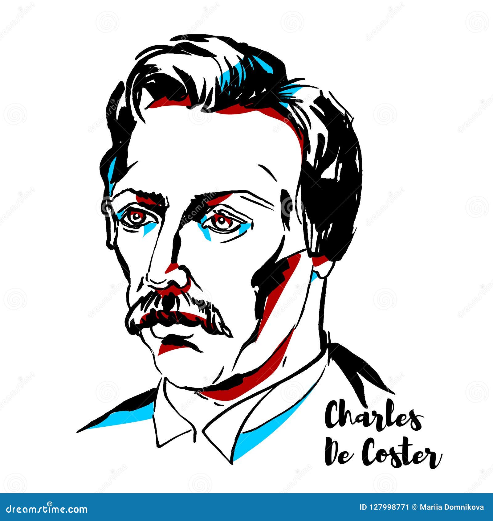 Charles De Coster Portrait foto editorial. Ilustración de retrato ...