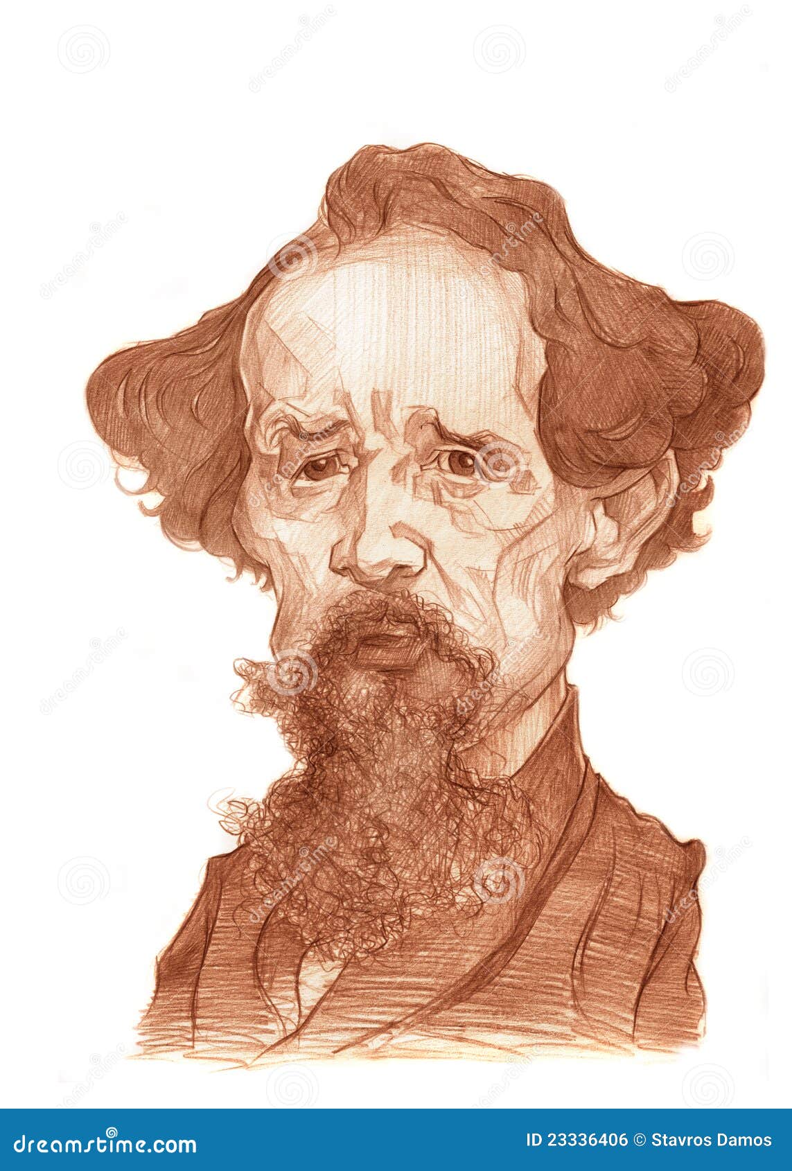 Charles Dickens Portrait In Line Art Illustration | CartoonDealer.com ...