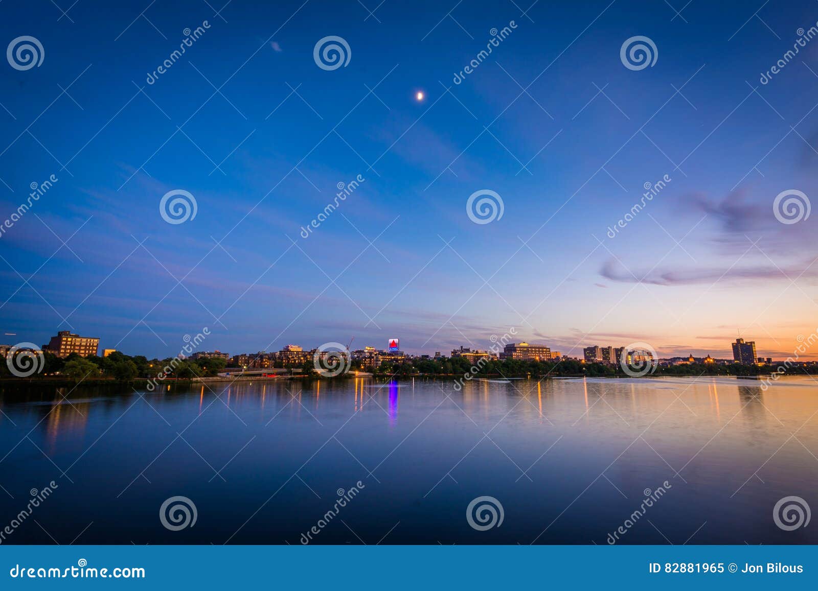 The Charles River at Sunset, from the Harvard Bridge, in Cambridge ...