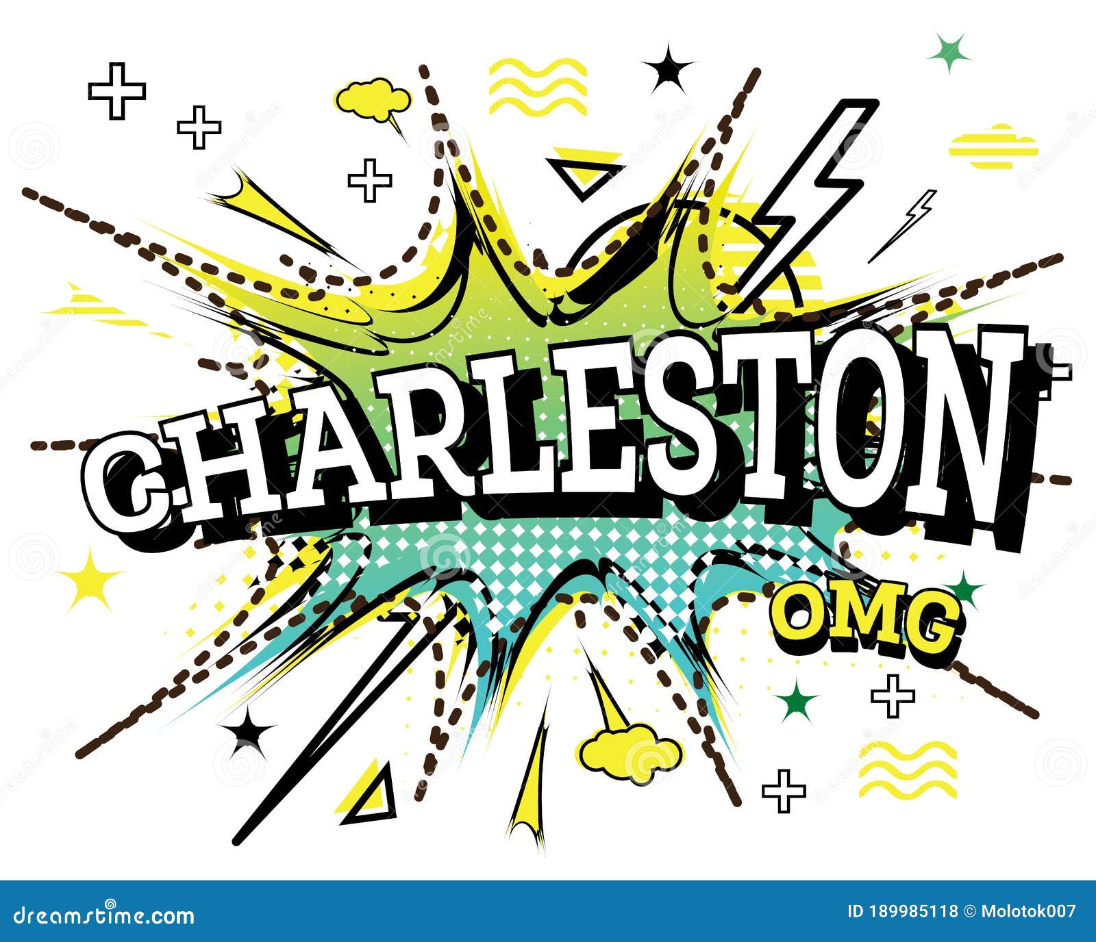 Charleston Comic Text in Pop Art Style Isolated on White Background ...