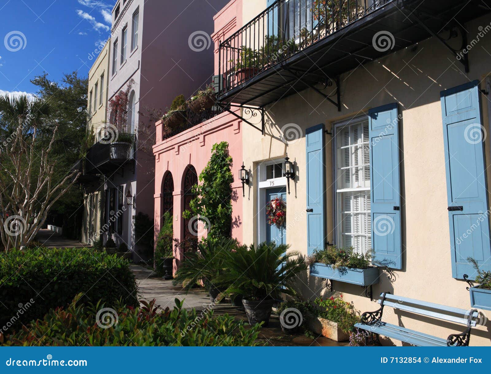 Charleston S Rainbow Row - Wide Stock Photo - Image of building ...