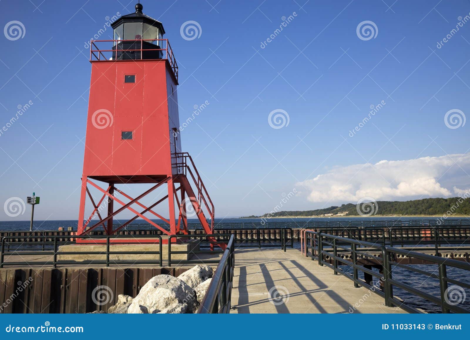 Charlevoix South Pier, Michigan Stock Image - Image of pier, light ...