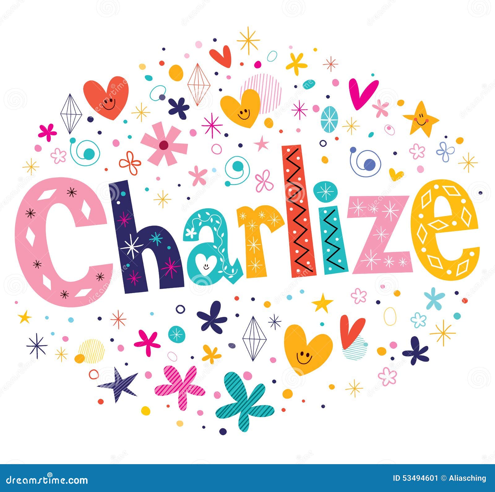 Charlize Girls Name Decorative Lettering Type Design Stock Vector ...
