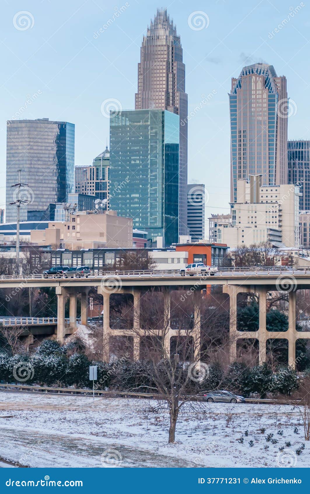 Charlotte nc skyline stock image. Image of cars, cold - 37771231