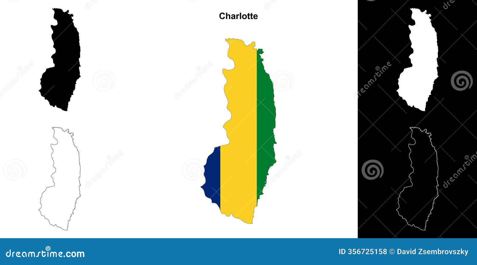 Charlotte Saint Vincent And The Grenadines Outline Map Vector ...