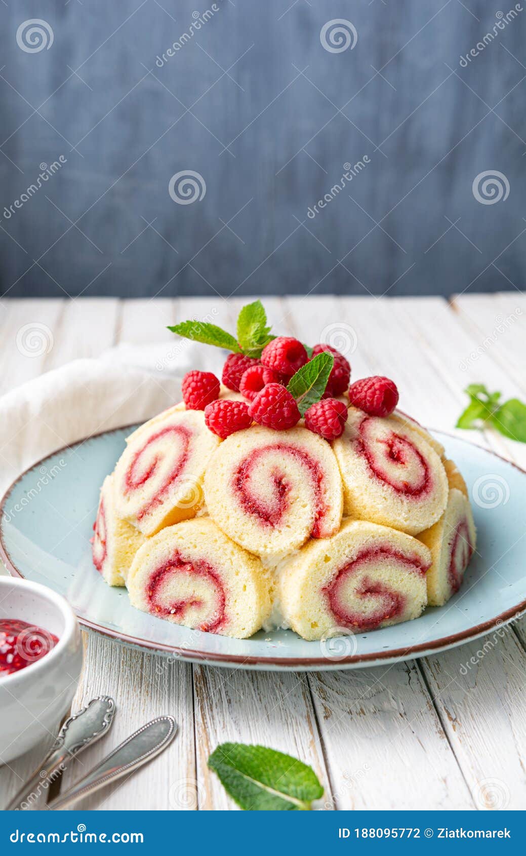 Charlotte Royale Cake Filled with Raspberry Jam and Decorated with ...