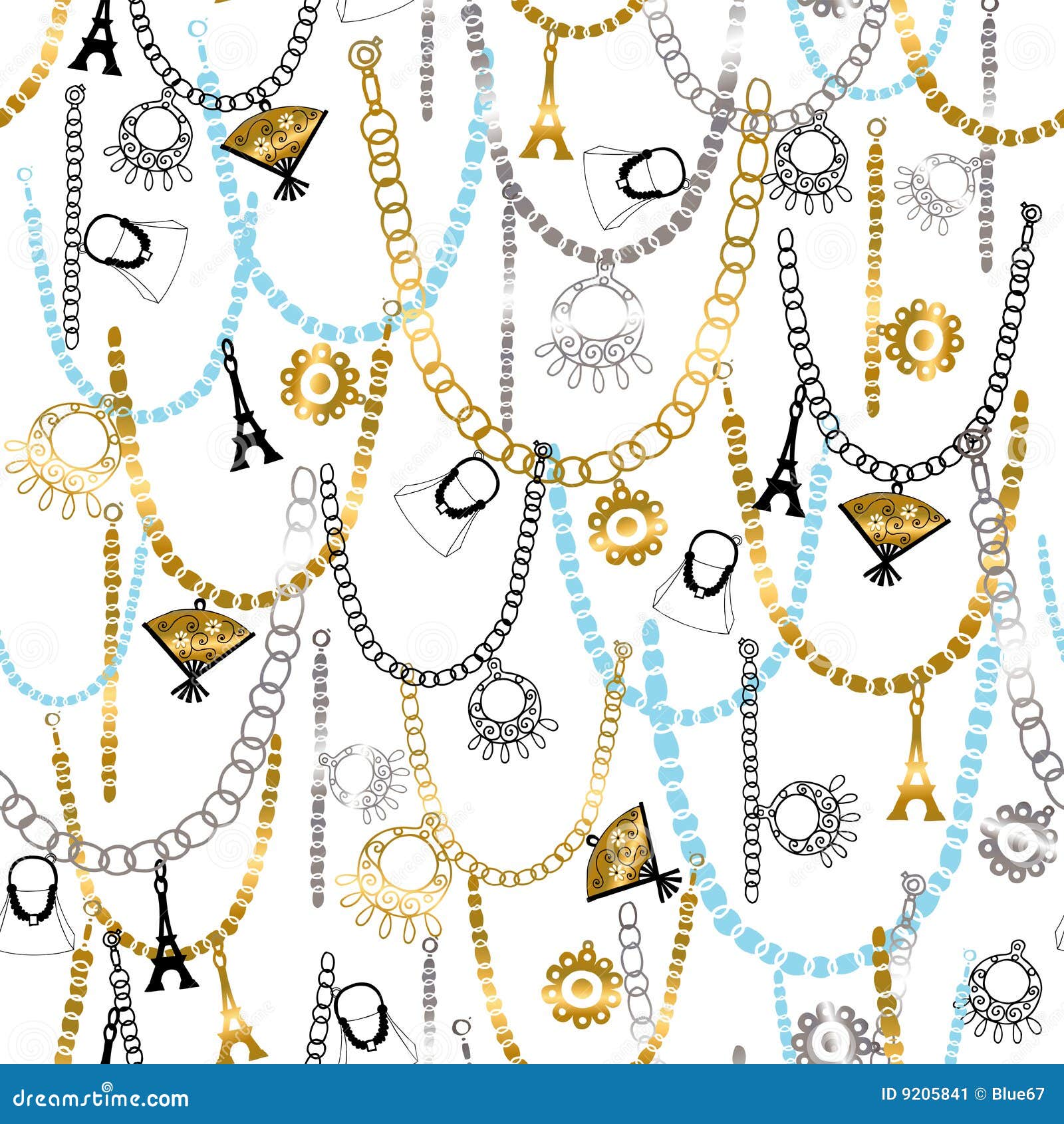 Charm Bracelets and Jewelry Seamless Patter Stock Vector - Illustration ...