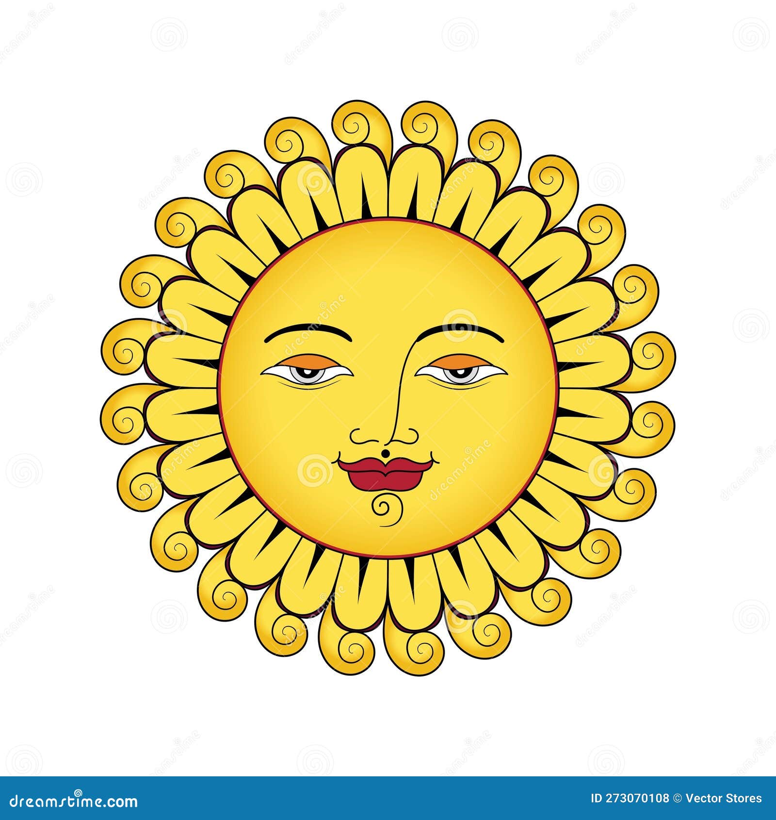 Charm and Calm Sun Face Vector Illustration Clip Art Stock Vector ...