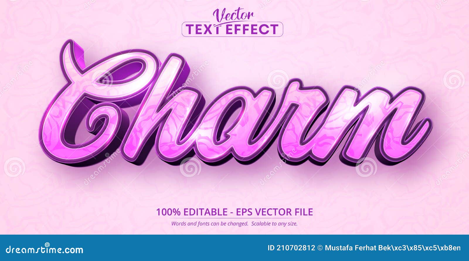 Charm Text, Calligraphic Style Editable Text Effect Stock Vector ...