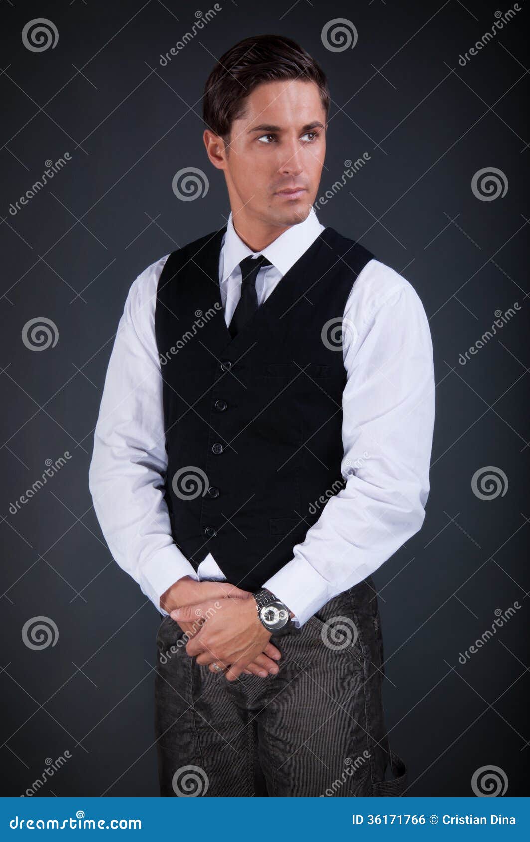 Charm Young Bussines Man Standing Stock Photo - Image of closeup ...