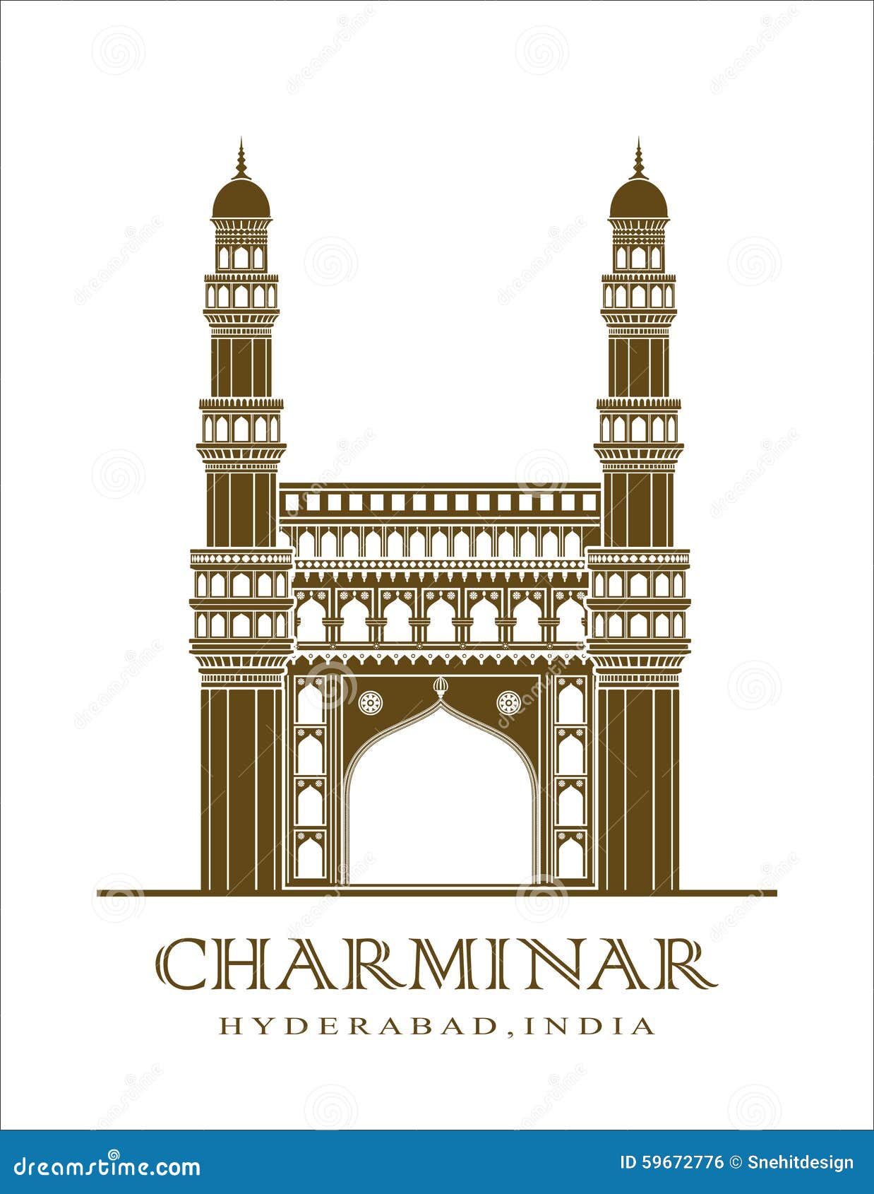 Charminar stock illustration. Illustration of calligraphy - 59672776
