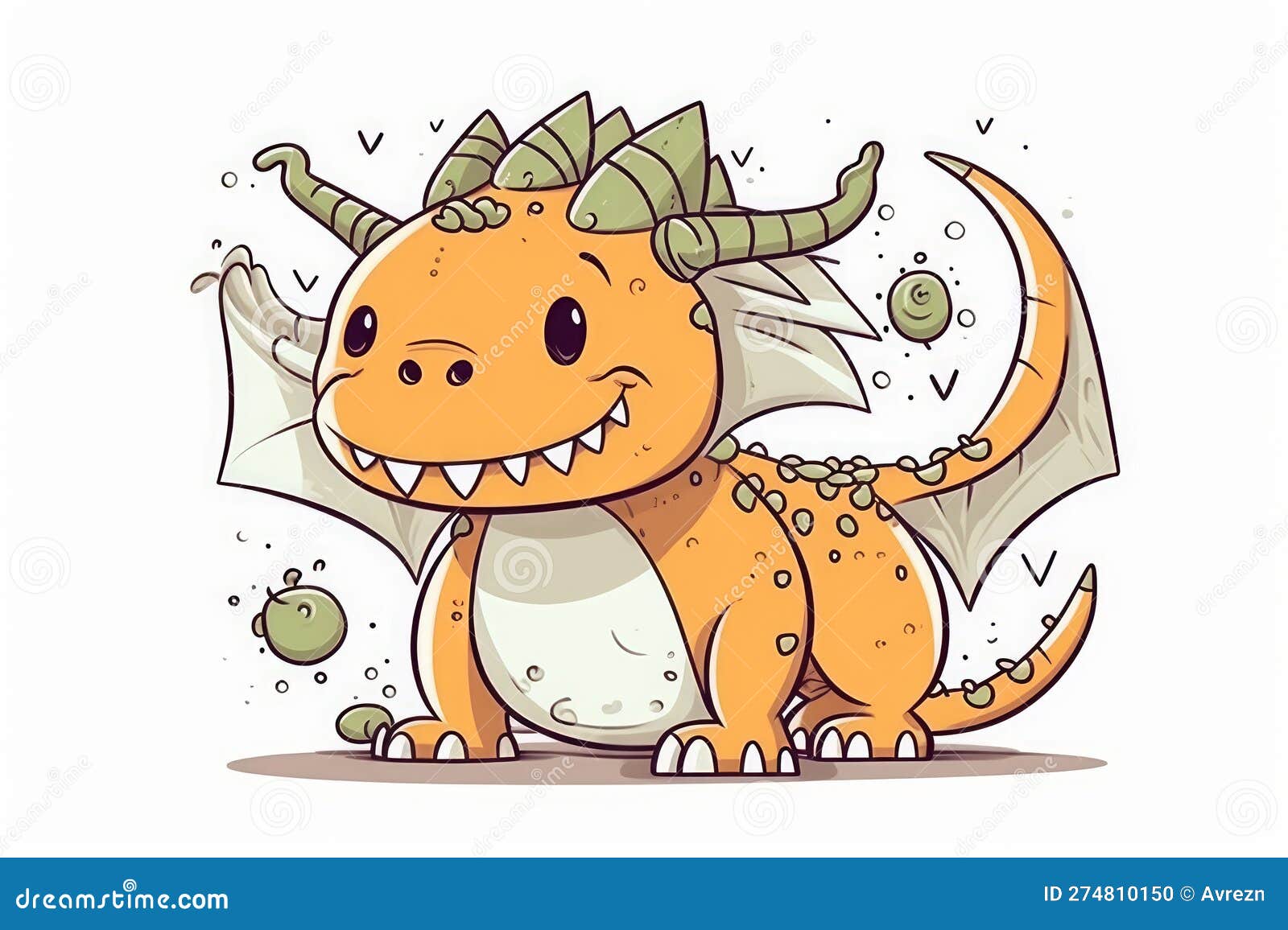 Adorable Comic-Style Winged Dragon Illustration, Generative AI Stock ...