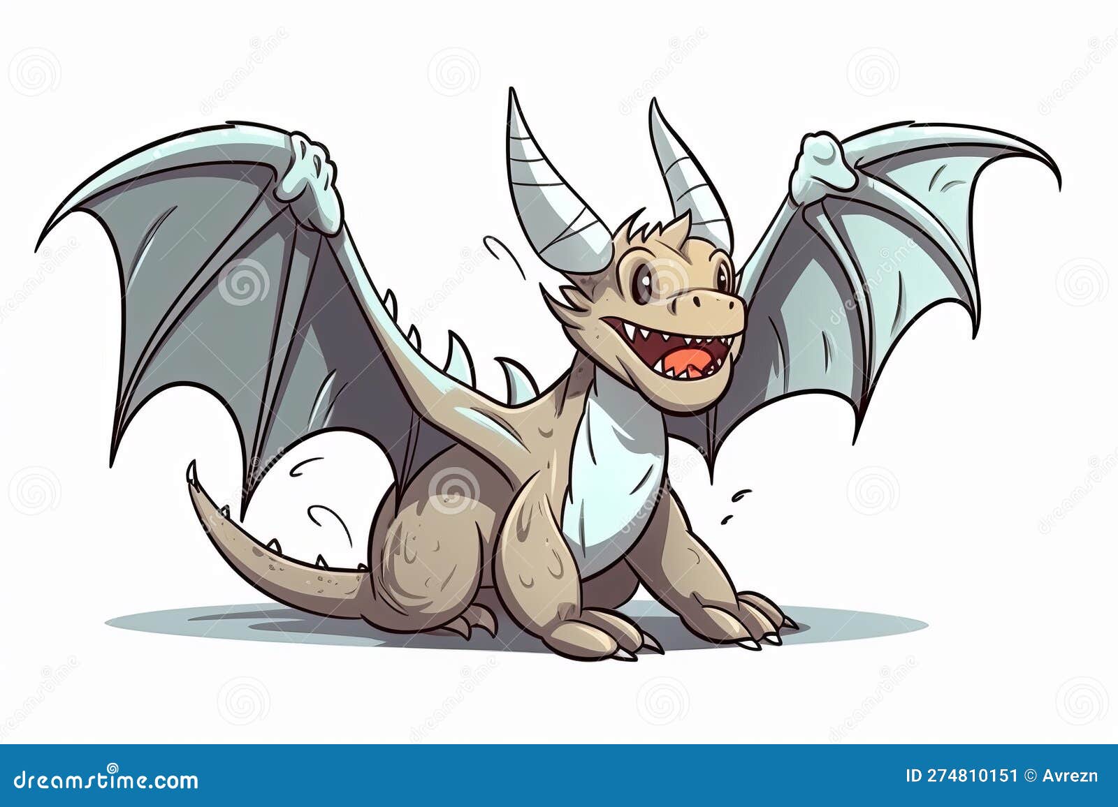 Adorable Comic-Style Winged Dragon Illustration, Generative AI Stock ...