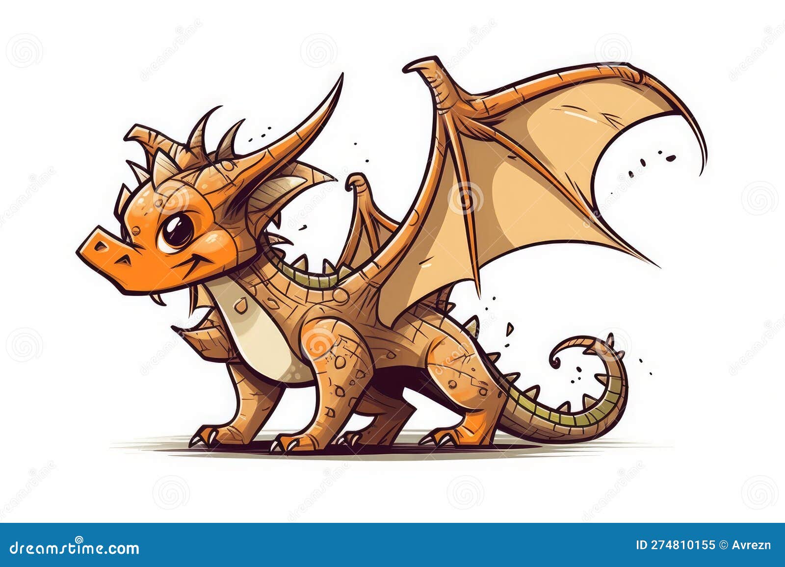 Adorable Comic-Style Winged Dragon Illustration, Generative AI Stock ...