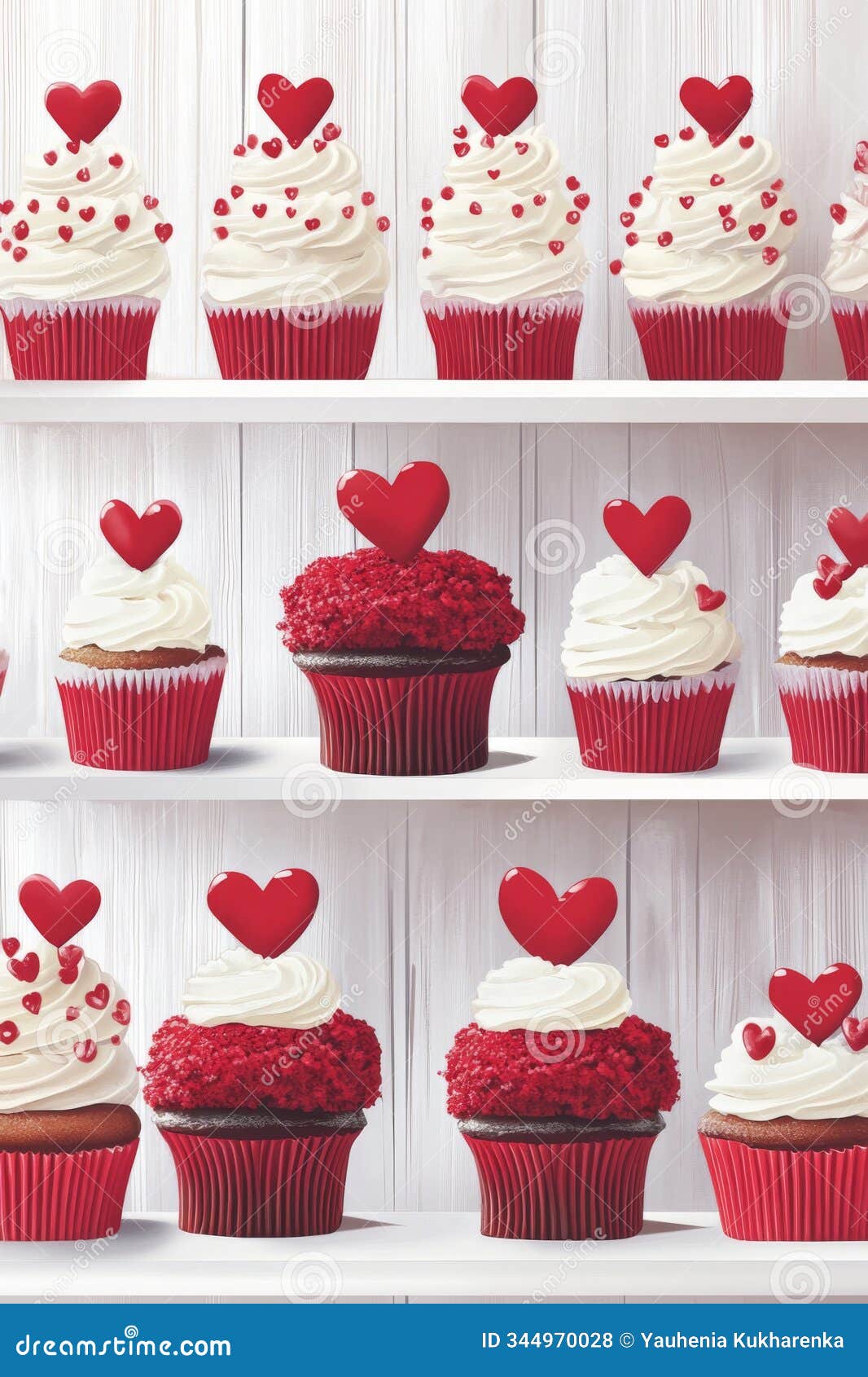 Charming Bakery Display of Cupcakes Stock Illustration - Illustration ...