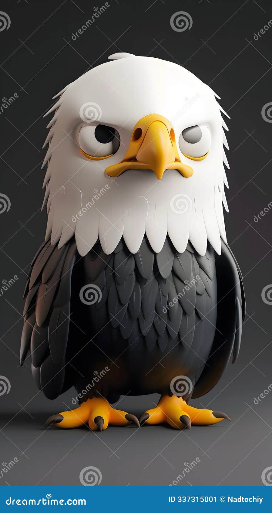 Cute Angry Bald Eagle Character with Fierce Expression Stock Image ...