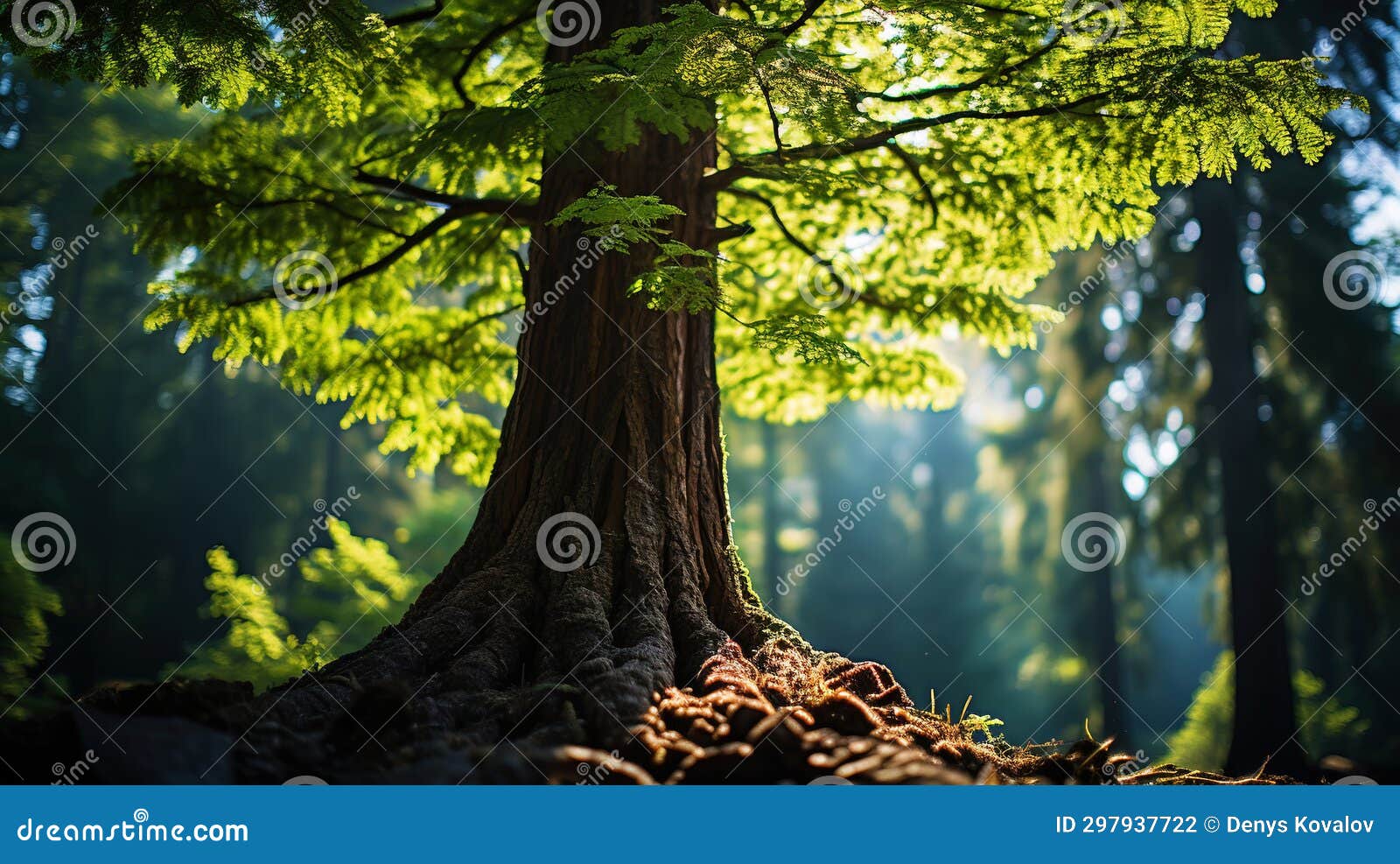 A Charming Beautiful Tree in a Forest Composition when the Sun ...