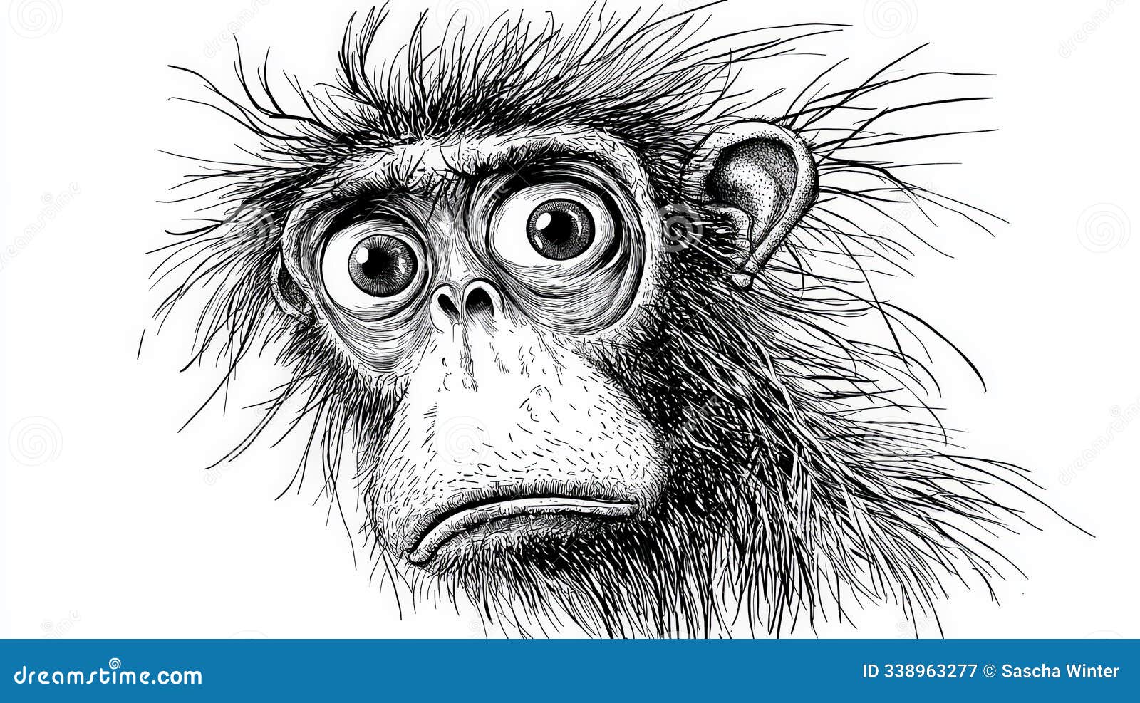 This Charming Black-and-white Cartoon Features a Nervous Monkey ...