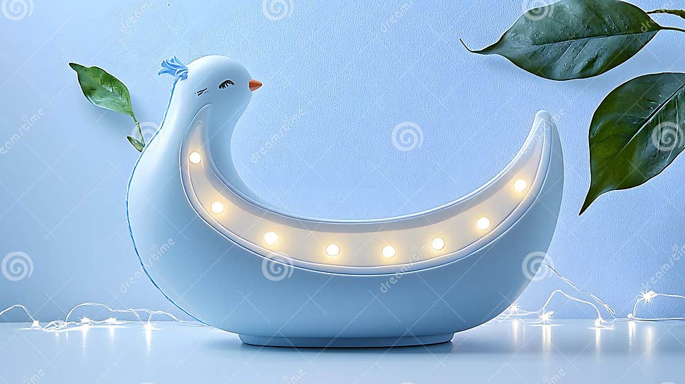 Charming Blue Bird-shaped Lamp with Soft Lighting Stock Illustration ...