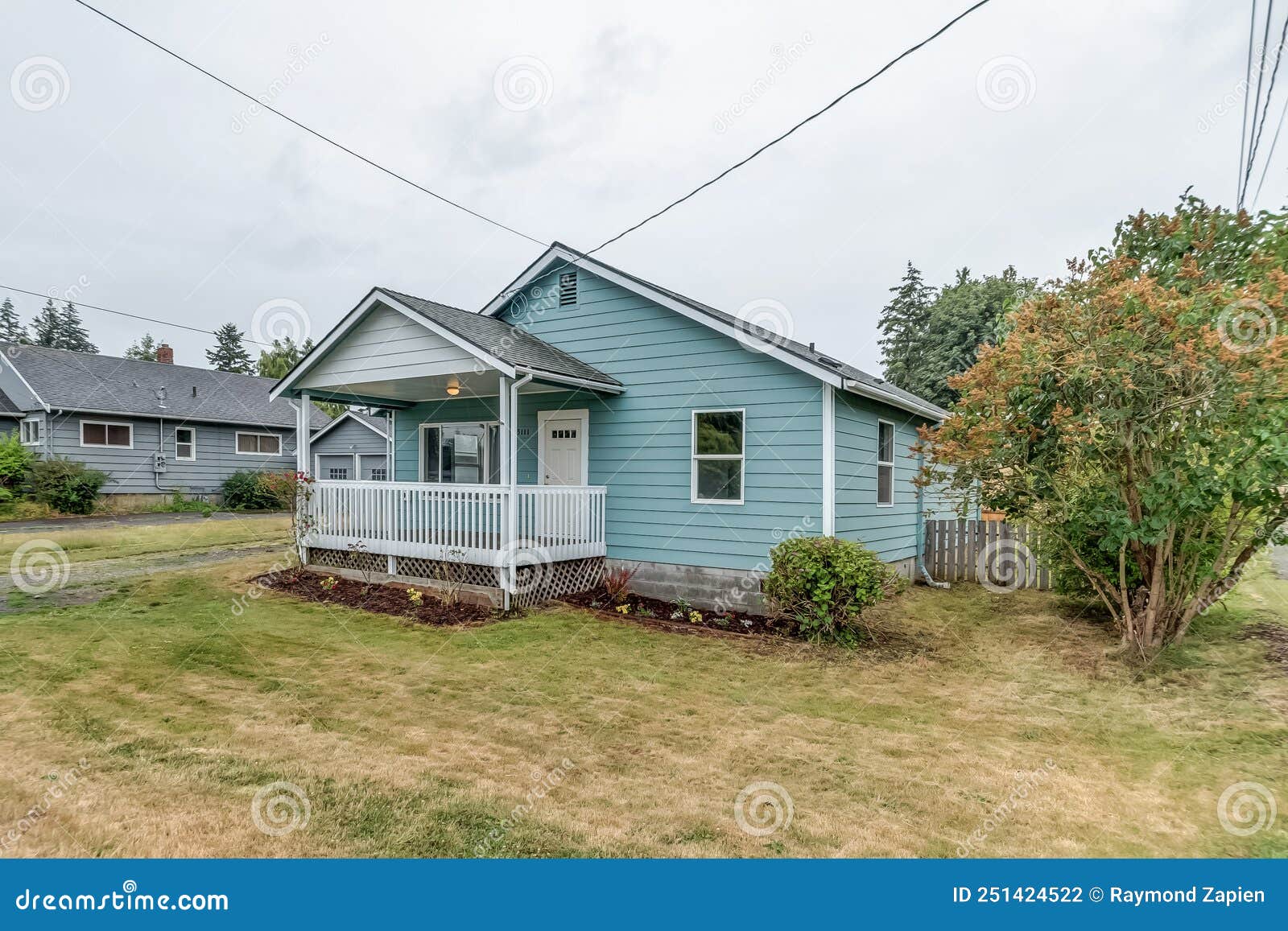 Charming Blue Craftsman Home Stock Photo - Image of charming, houses ...