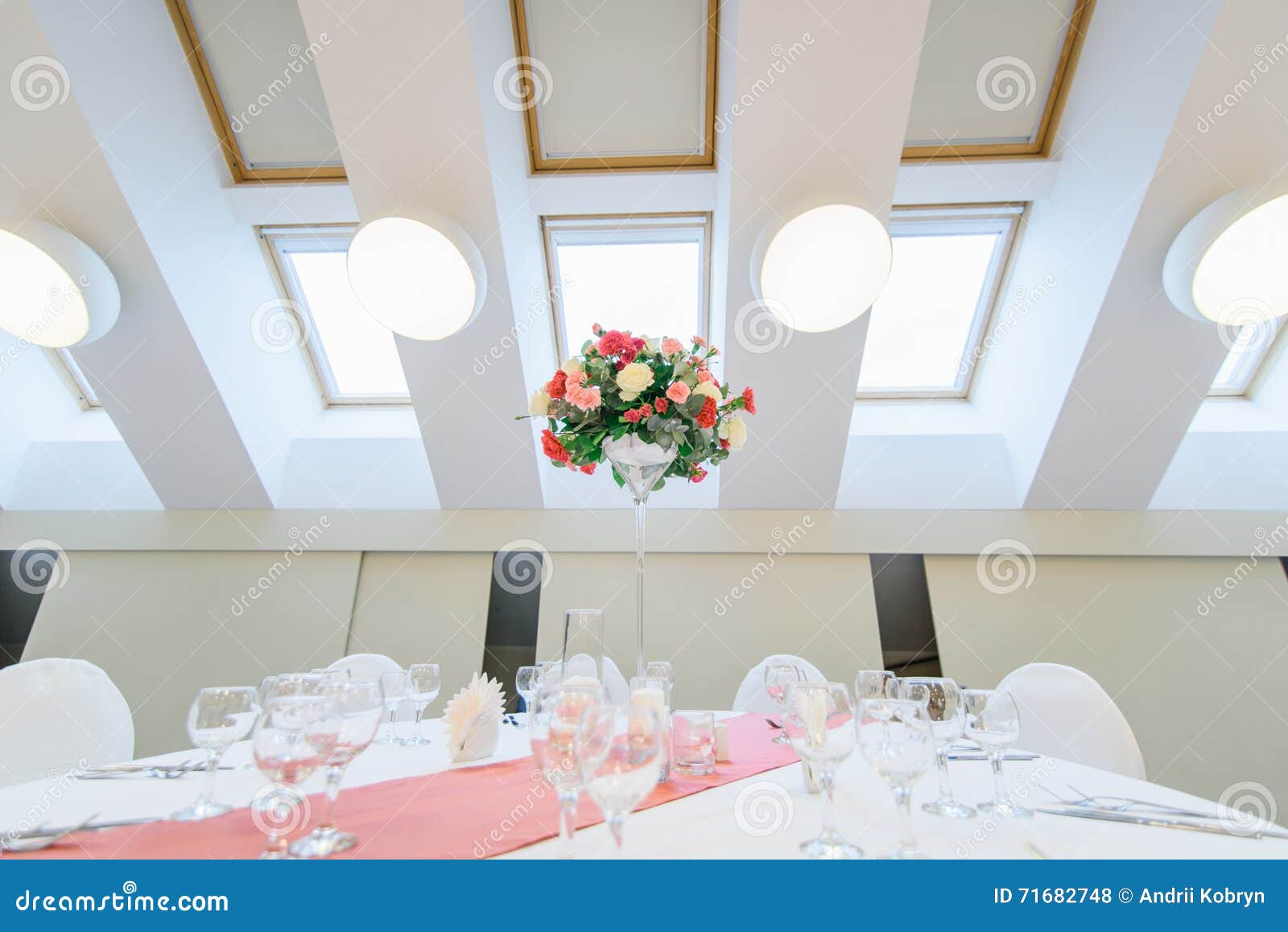 Charming Bouquet of Roses on a Table in a Luxury Modern Restaurant ...