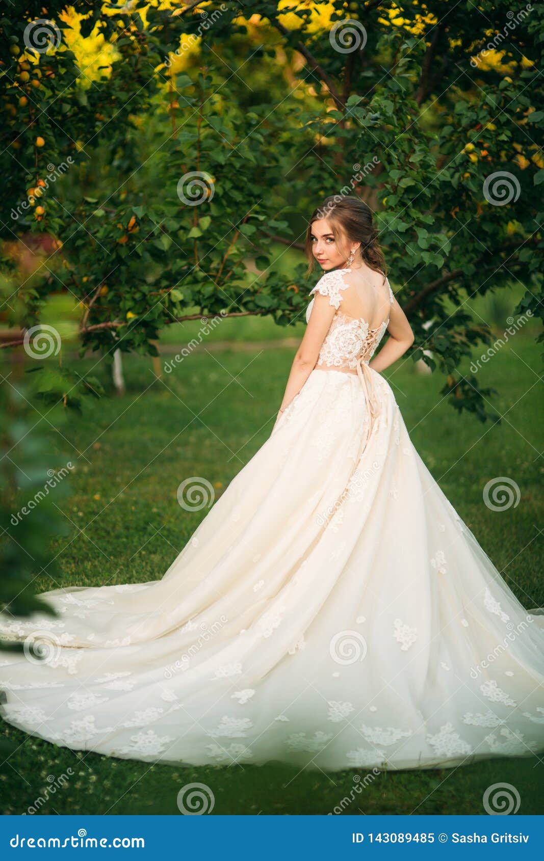 Charming Bride with Beautiful Makeup and Hairstyle Posing for ...