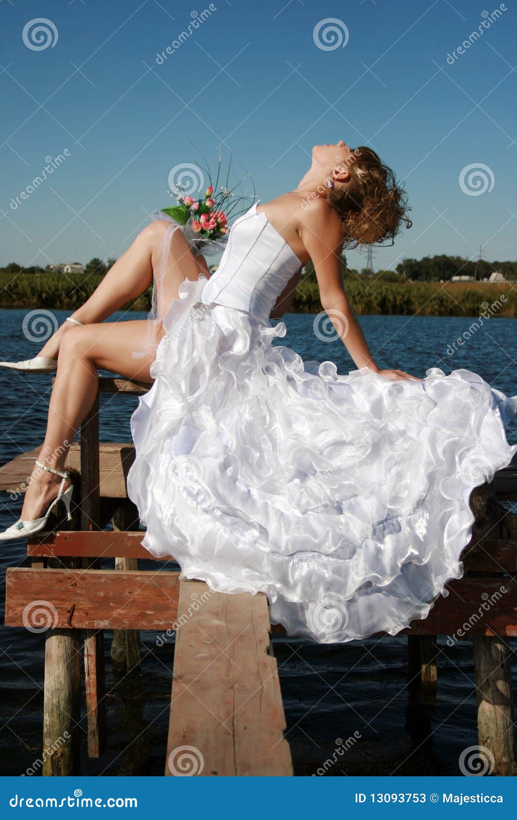 Charming Bride Relaxing on the Sun Stock Image - Image of innocent ...