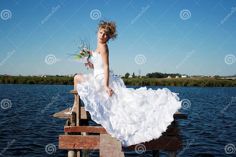 Charming Bride Relaxing on the Sun Stock Photo - Image of engaged, love ...