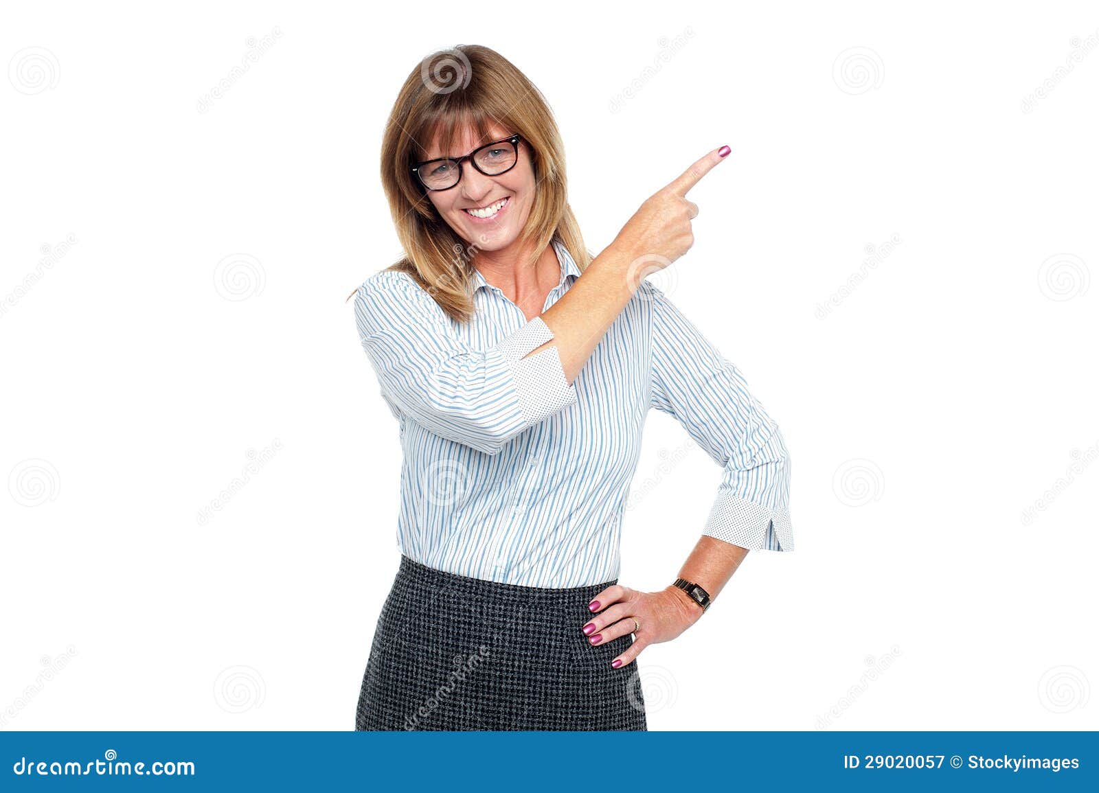 Charming Business Professional Pointing Away Stock Image - Image of ...